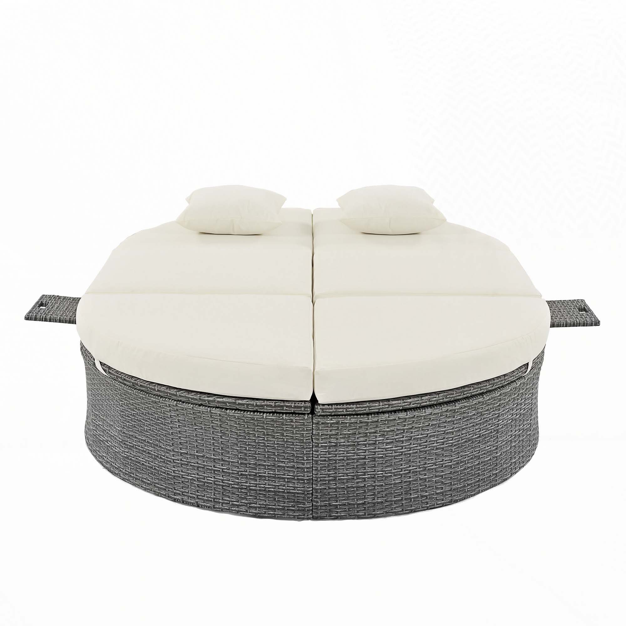 Bay Isle Home™ Outdoor Rattan Patio Daybed with Cushions and Pillows ...