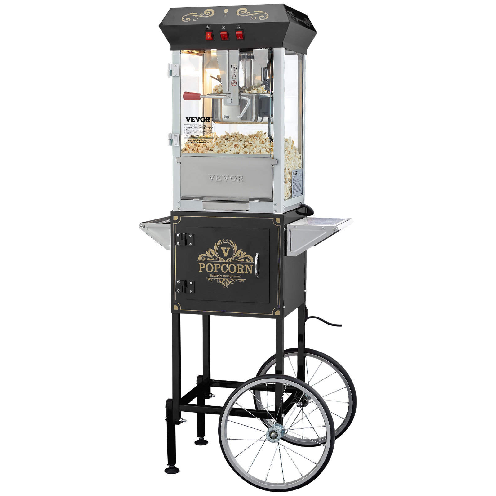 VEVOR Popcorn Popper Machine with Cart Popcorn Maker 850W 8 Oz 48 Cups ...
