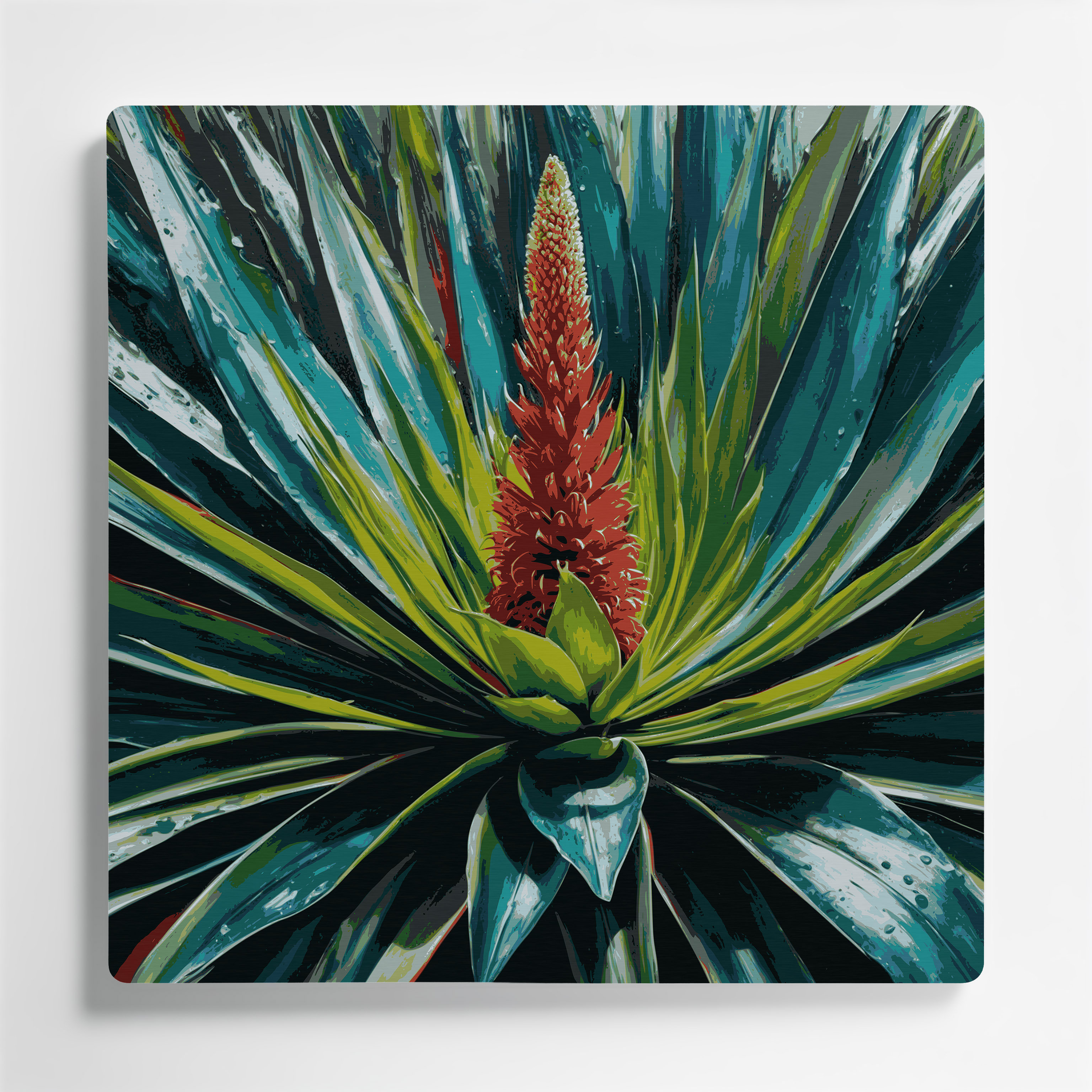 Hokku Designs Botanical Bromeliad Blue Metal Wall Art | Wayfair