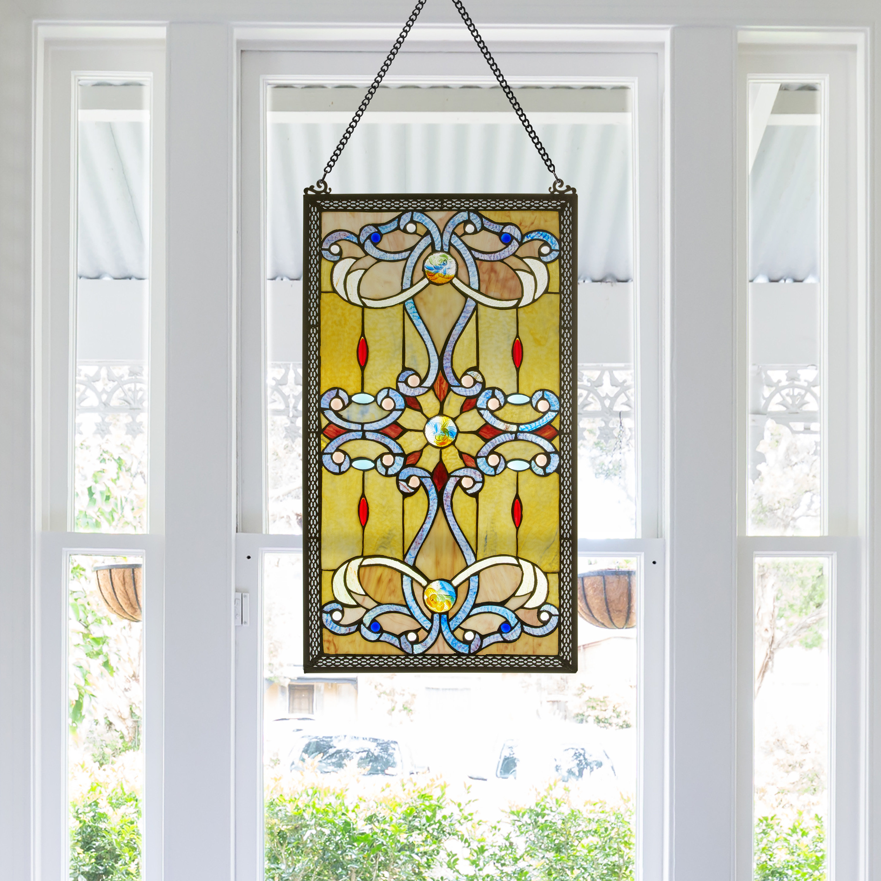 Astoria Grand Ludington 26"H Stained Glass Window Panel & Reviews | Wayfair