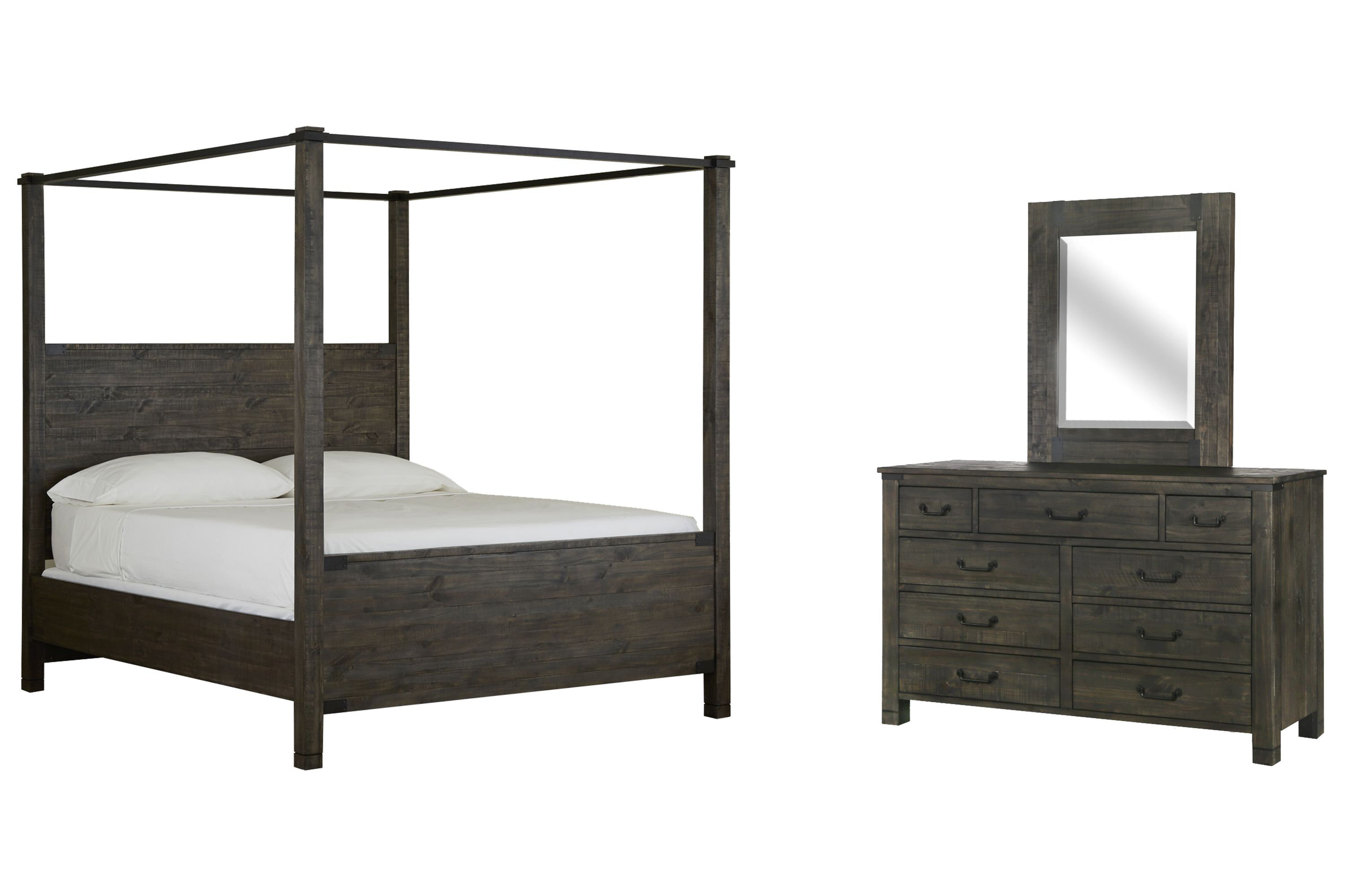 Latitude Run® King Poster Bed And Drawer Drawer Dresser With Portrait ...