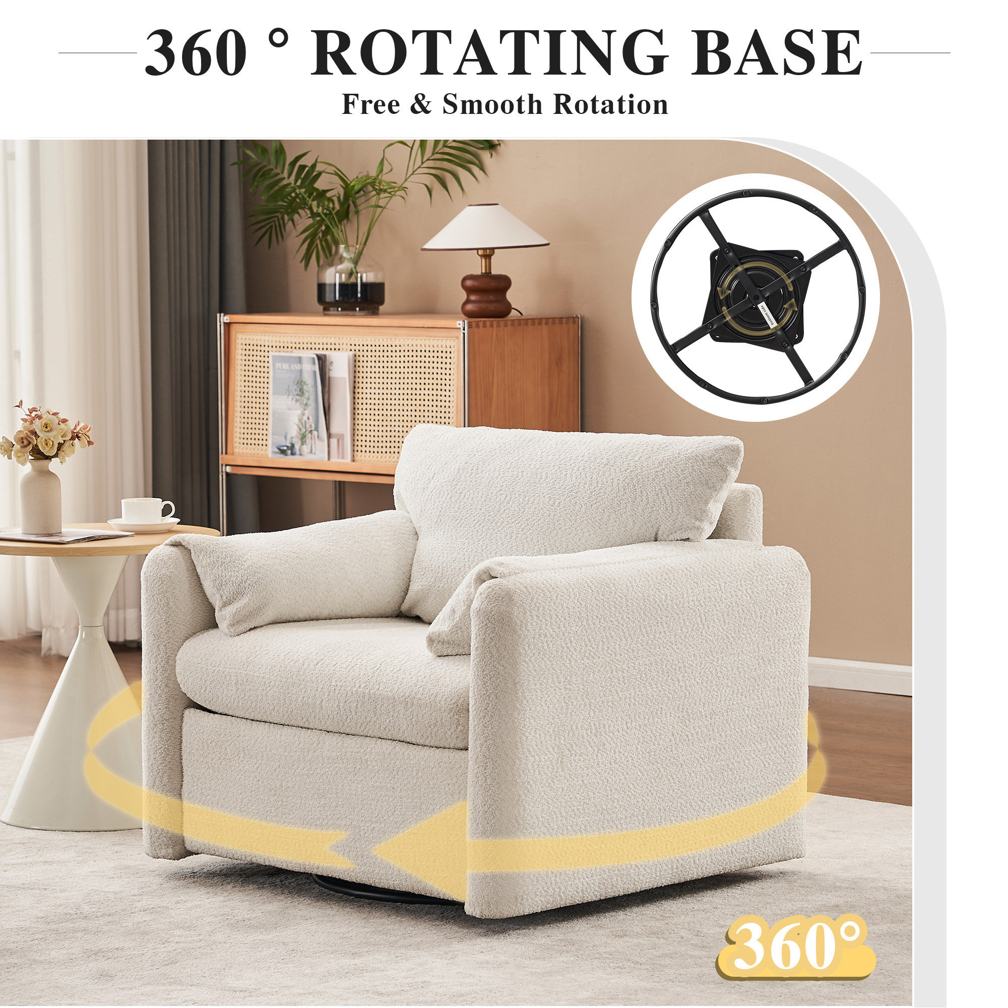 Latitude Run® Swivel-Modern Swivel Accent Chair Single Seater - 360 ...