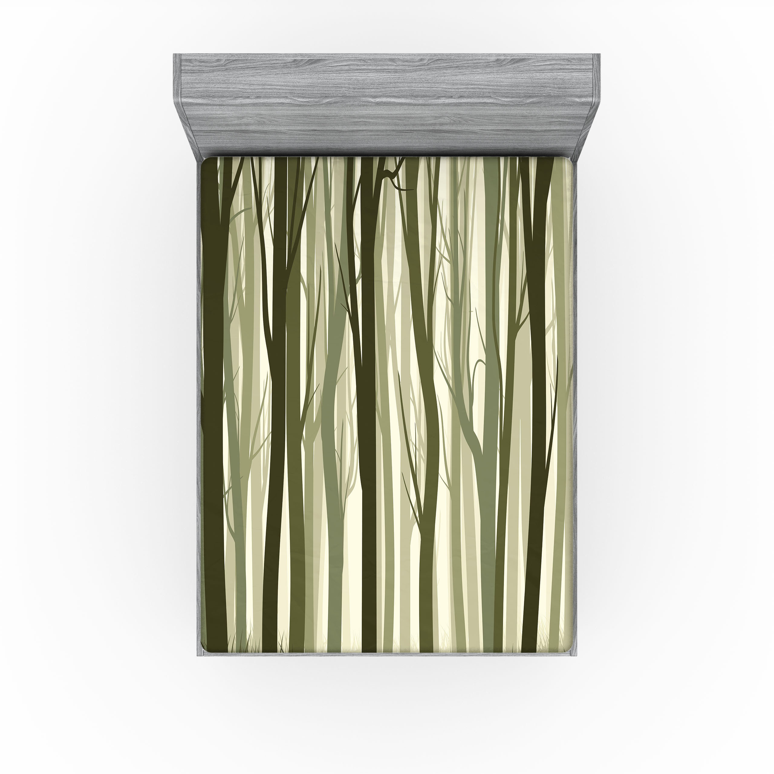 Ambesonne Tree Fitted Sheet 2-Pack Mother Nature Forest Pattern Army ...