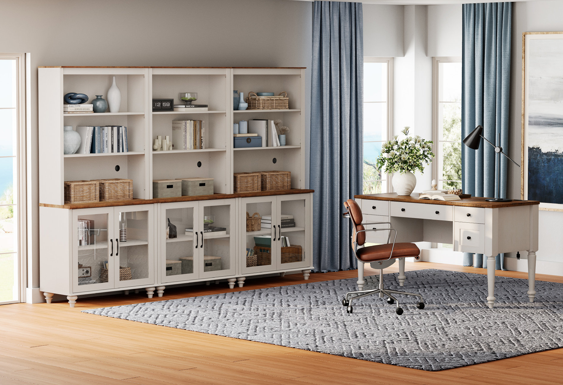 Ophelia & Co. 2 Piece Office Set, 56" Executive Desk & Set Of 3 ...