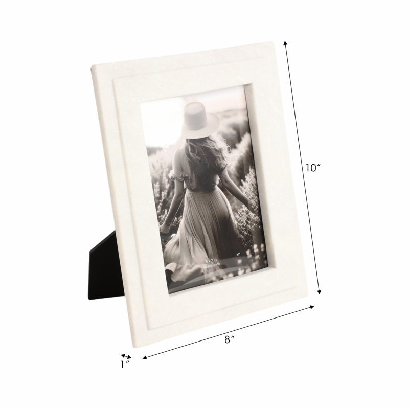 Wrought Studio™ 5X7 Marble Border Photo Frame, White | Wayfair