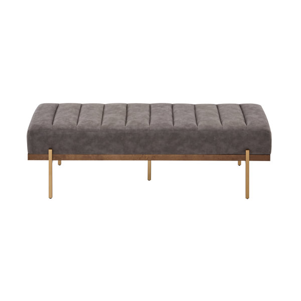 Mercer41 Jaxxon Modern Channel Tufted Bench With Gold Base | Wayfair