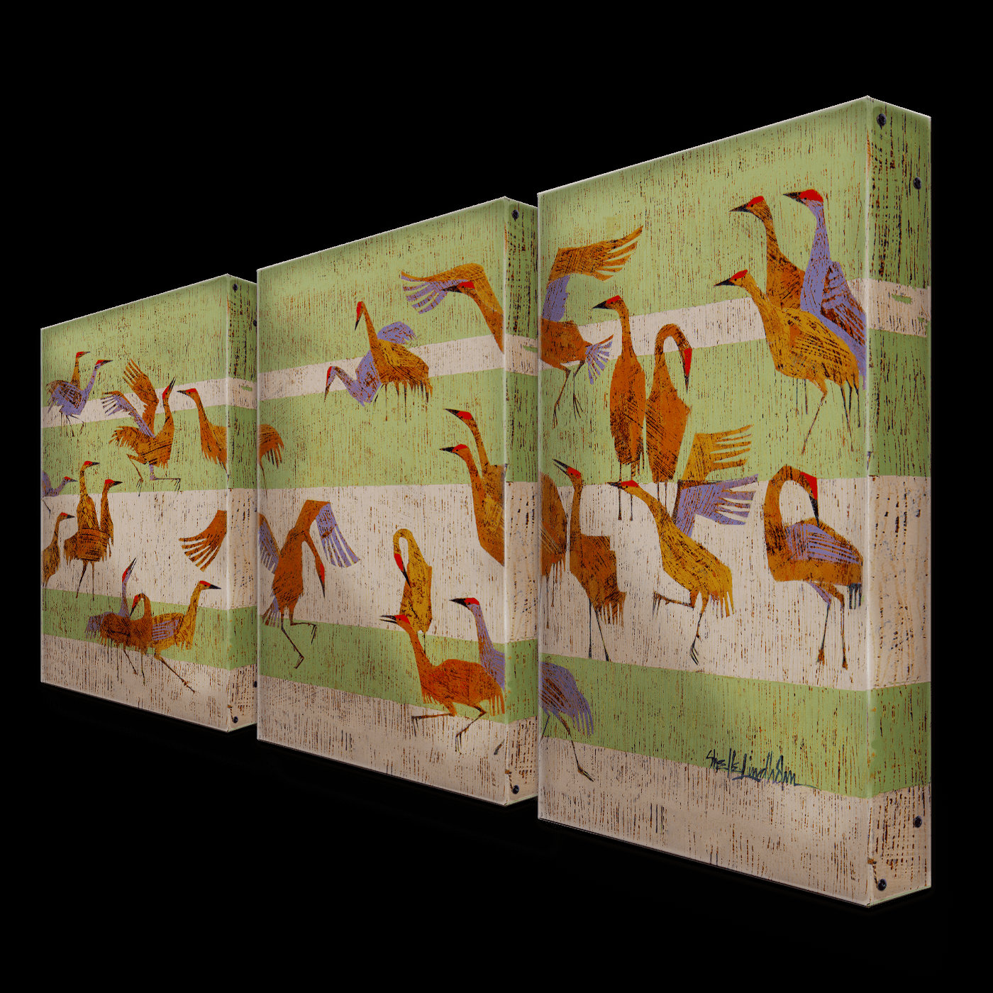 Bayou Breeze Return of the Sandhill Cranes: 3-Piece Metal Box Art Wall ...