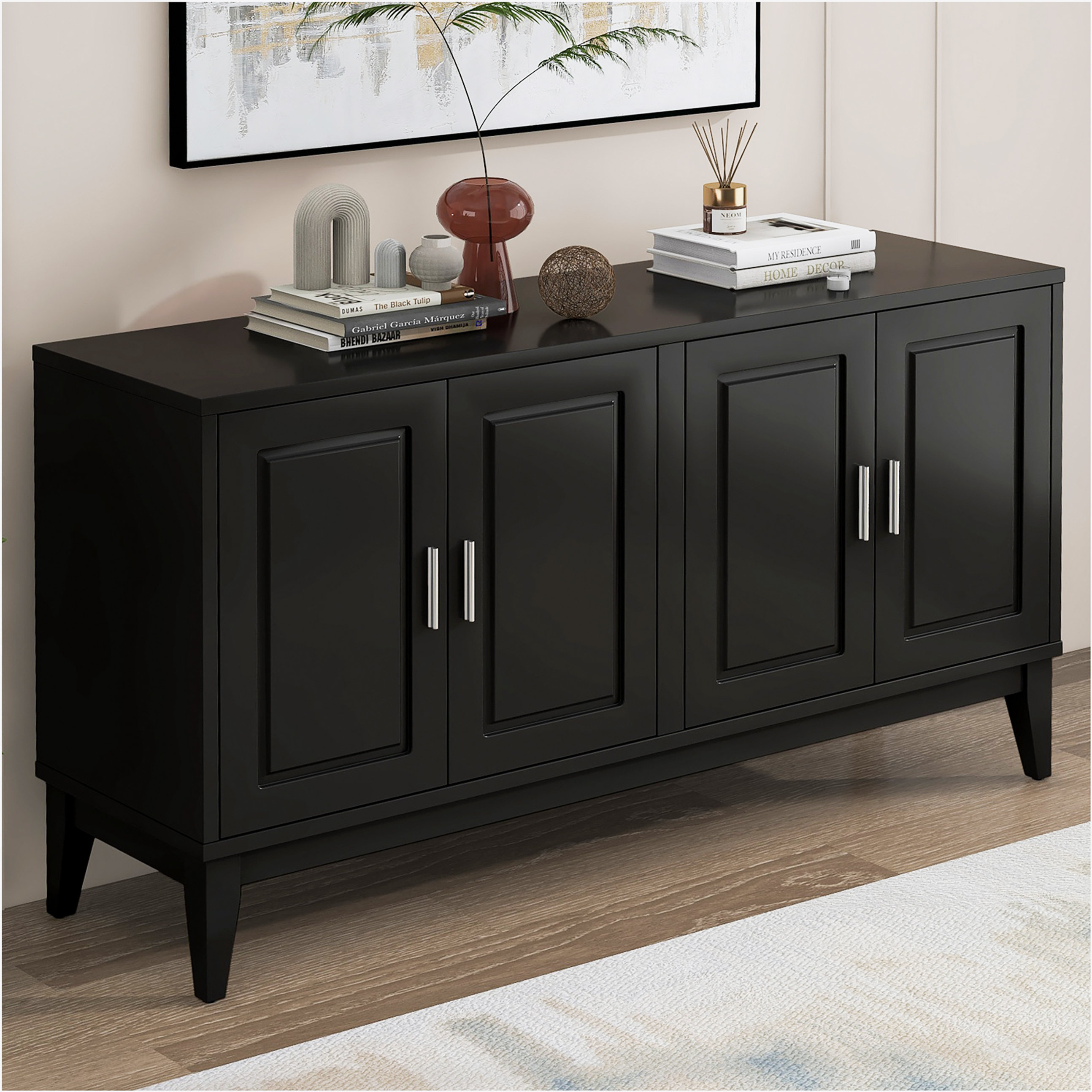 Winston Porter 4-Door Sideboard Storage Cabinet with Door Shelf for ...