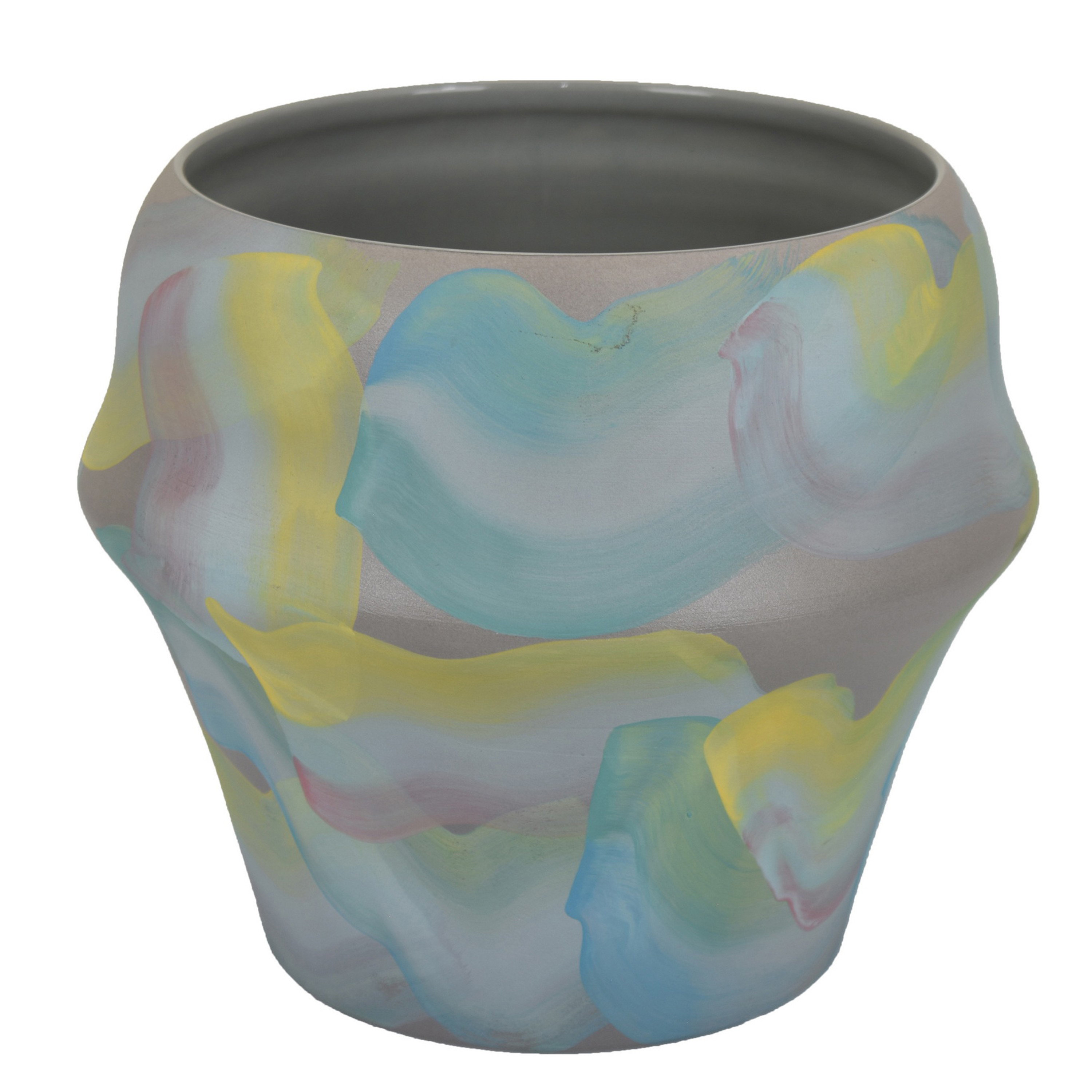 Benjara Accent Flower Vase, Brushstroke Pattern Blue Yellow Ceramic, 10 ...