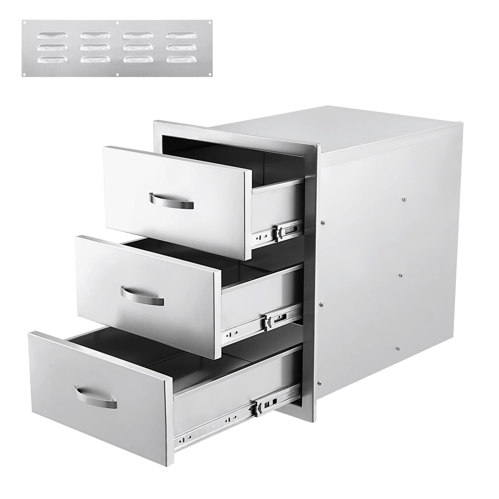 babevy Outdoor Kitchen Drawers - Stainless Steel Flush Mount Triple ...