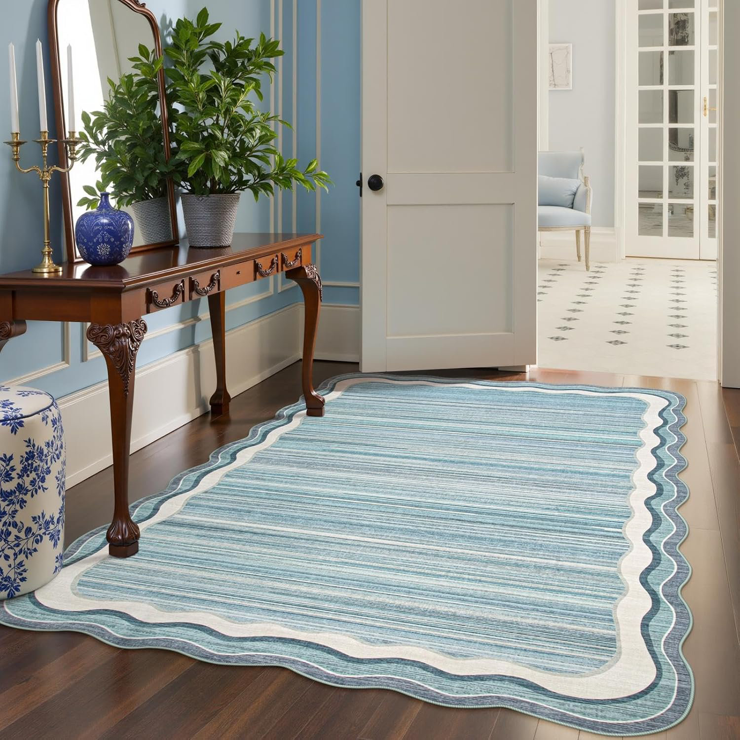 Beachcrest Home™ Blue Rugs For Bedroom Aesthetic Soft Living Room Rug ...