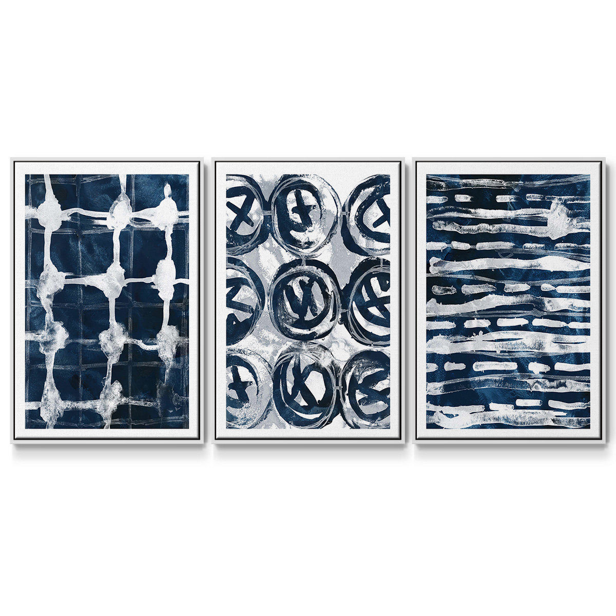Wexford Home Indigo Memory I Framed On Canvas 3 Pieces Set | Wayfair
