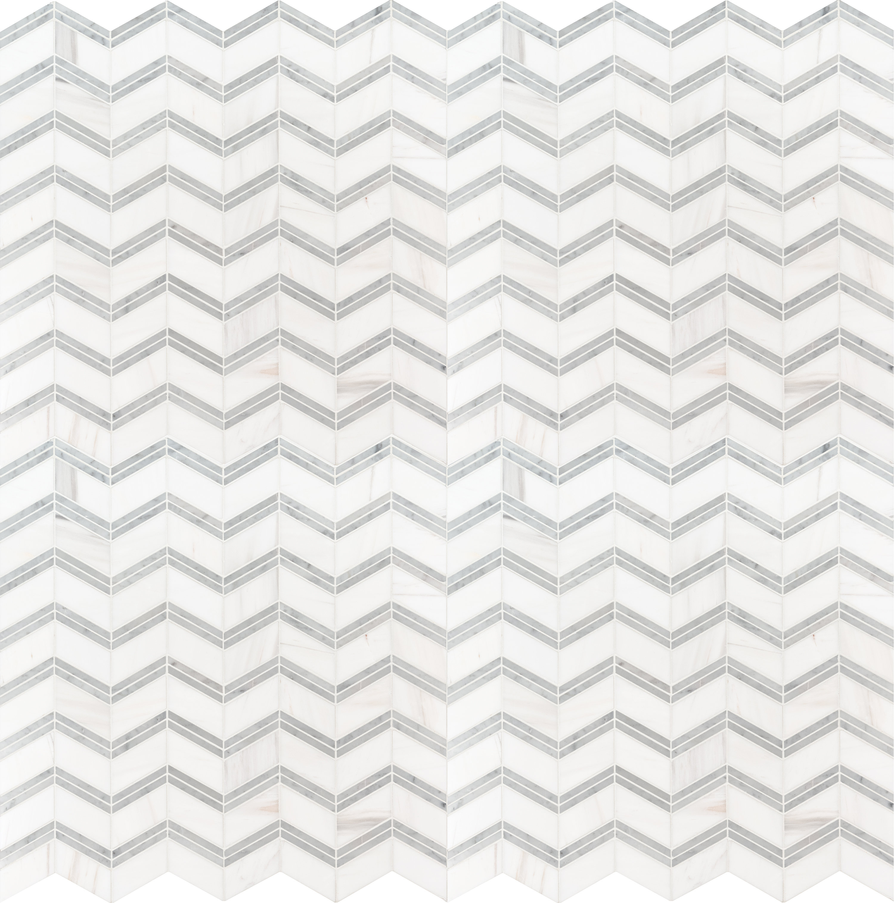Ackland Calabria Frost Chevron 12 in. x 12 in. Polished Marble Mosaic ...