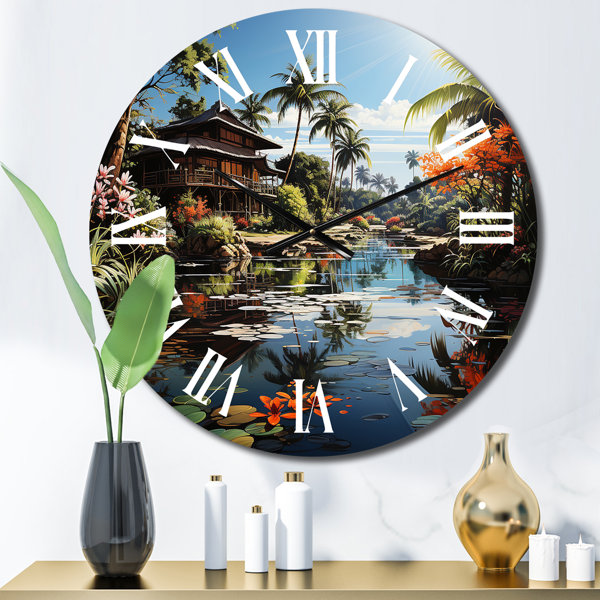 Design Art Asian Art Bali Bliss Metal Wall Clock | Wayfair