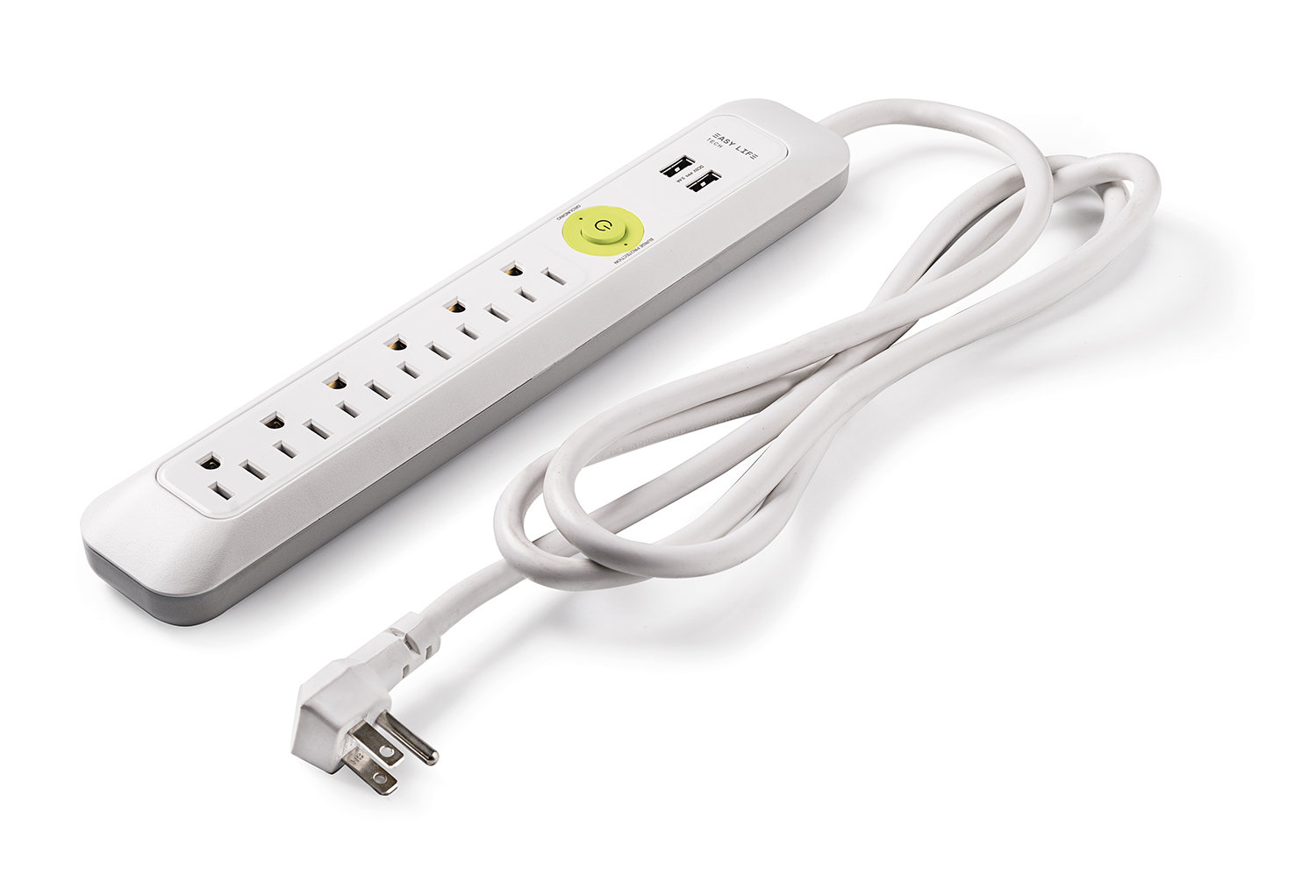 Easylife Tech Power Strips 6-Outlet 2-USB Power Strip Surge Protector ...