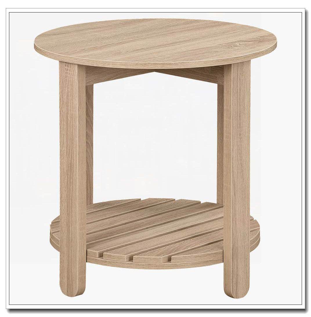 17 Stories Altos Natural 1-shelf Round Engineered Wood Side End Table ...
