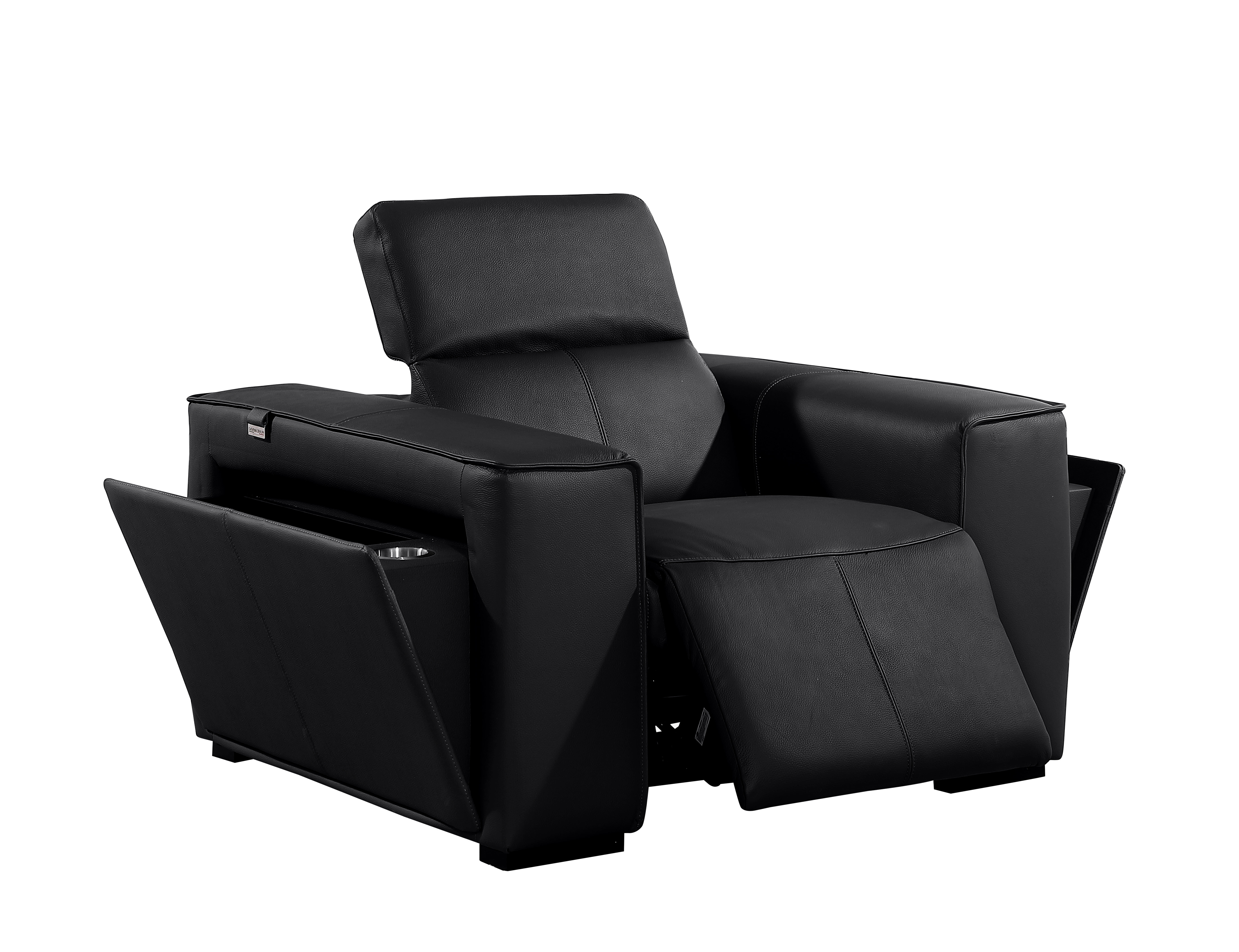 Hokku Designs Top Grain Italian Leather Power Reclining Arm Chair with ...