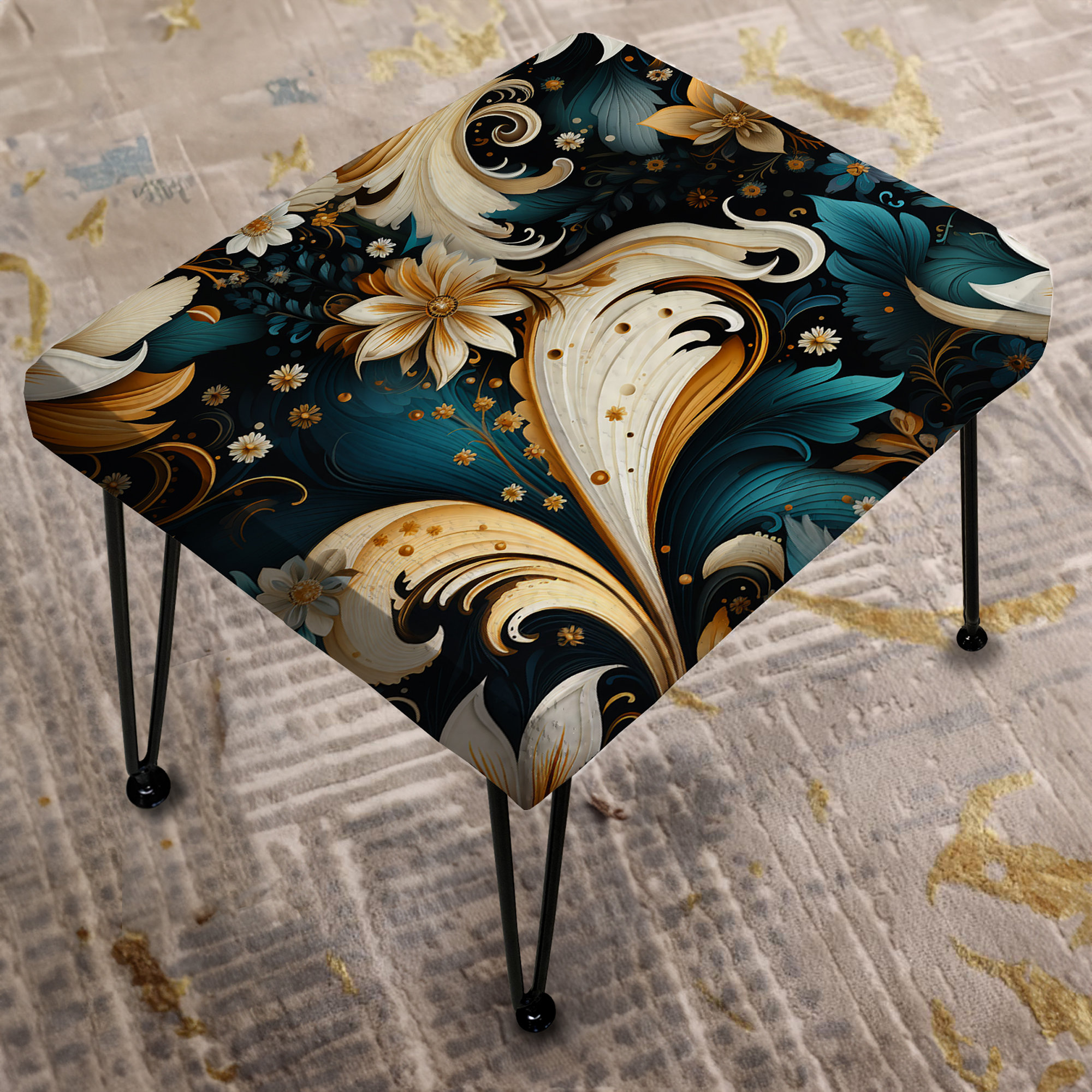 Design Art Bohemian Paisley Earth Tones - Paisley Rectangle Ottoman ...