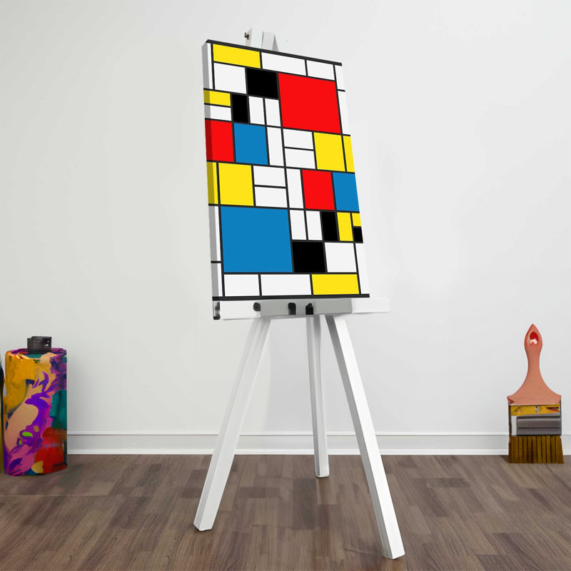 Wrought Studio™ Piet Mondrian Rectangles On Suede Canvas | Wayfair