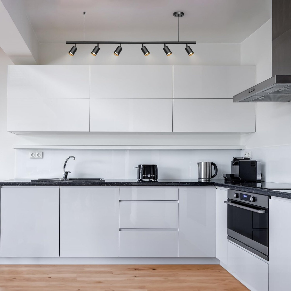 Globe Electric Company 55" 6-Light Matte Black Adjustable Height Track ...