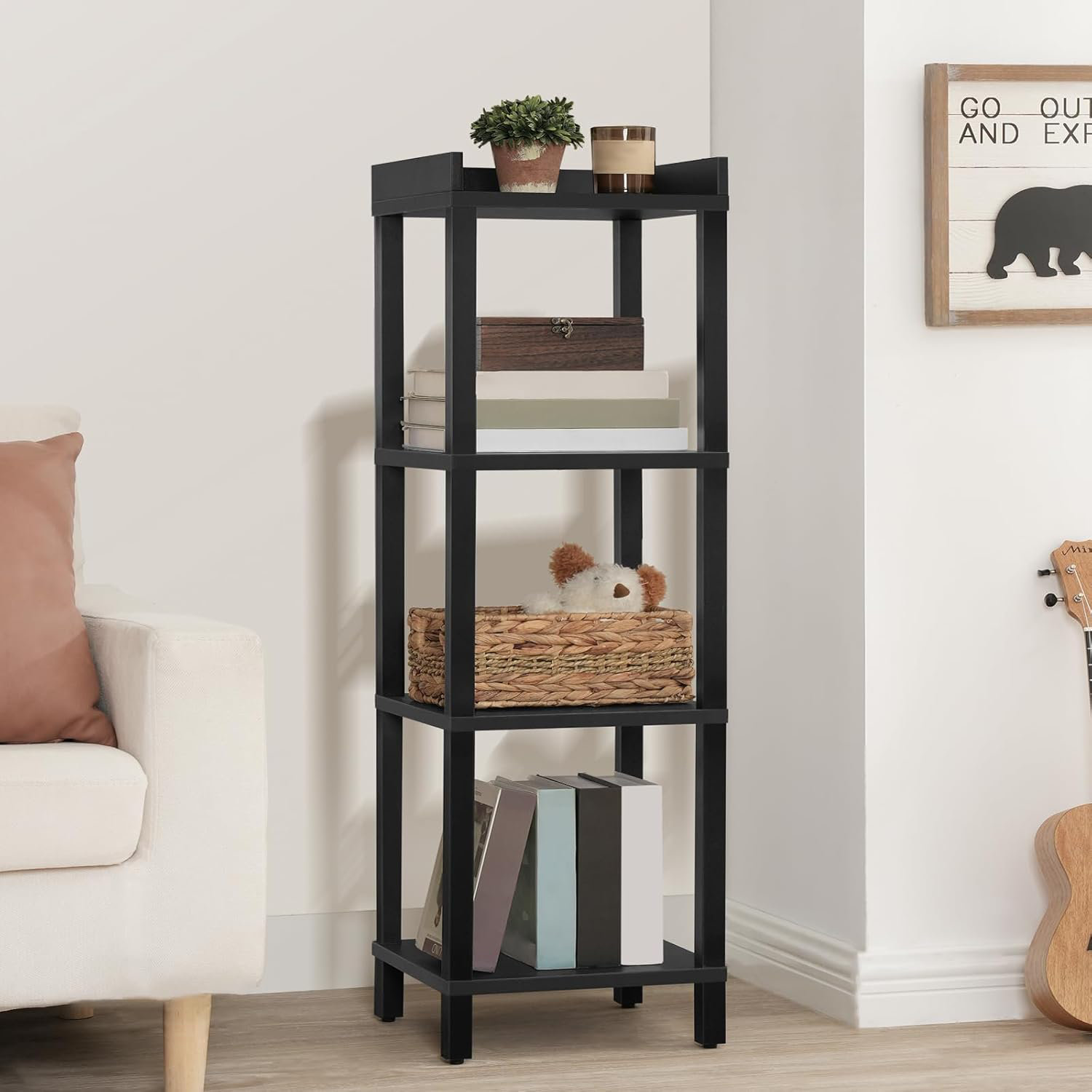 17 Stories Small Bookcase Industrial Style Bookshelf For Narrow Spaces ...