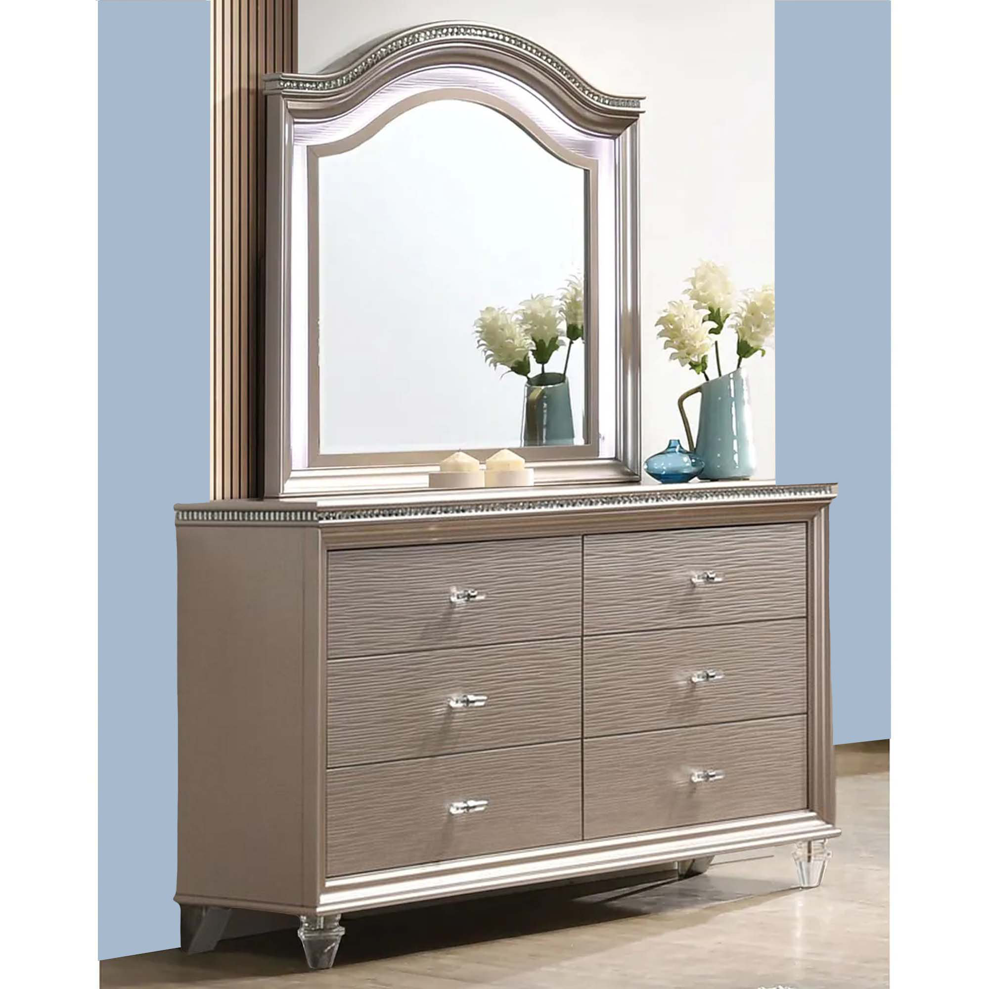 Rosdorf Park Jisoo 55 Inch Wide Dresser Chest, Textured Drawers ...