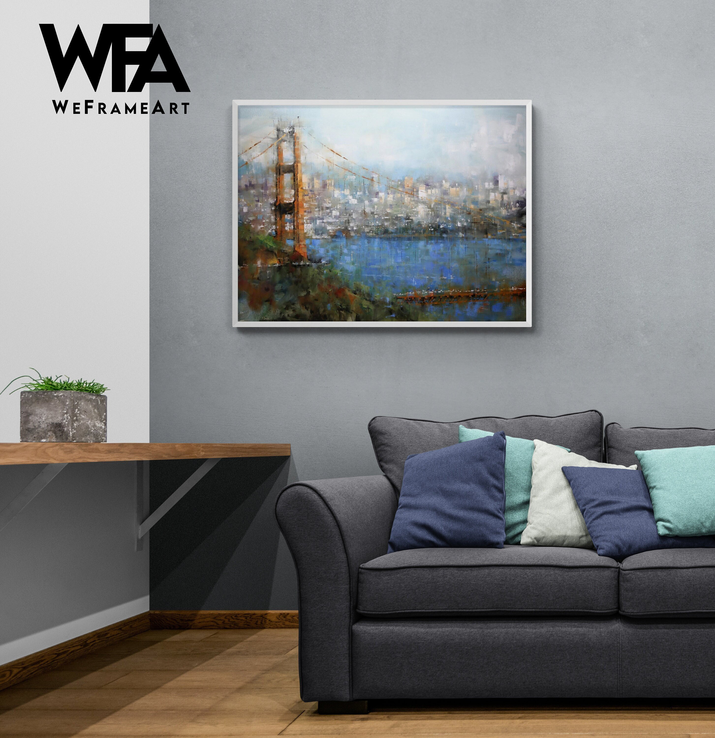 WeFrameArt Golden Gate Oil Painting Oversized Wall Art, Golden Gate ...