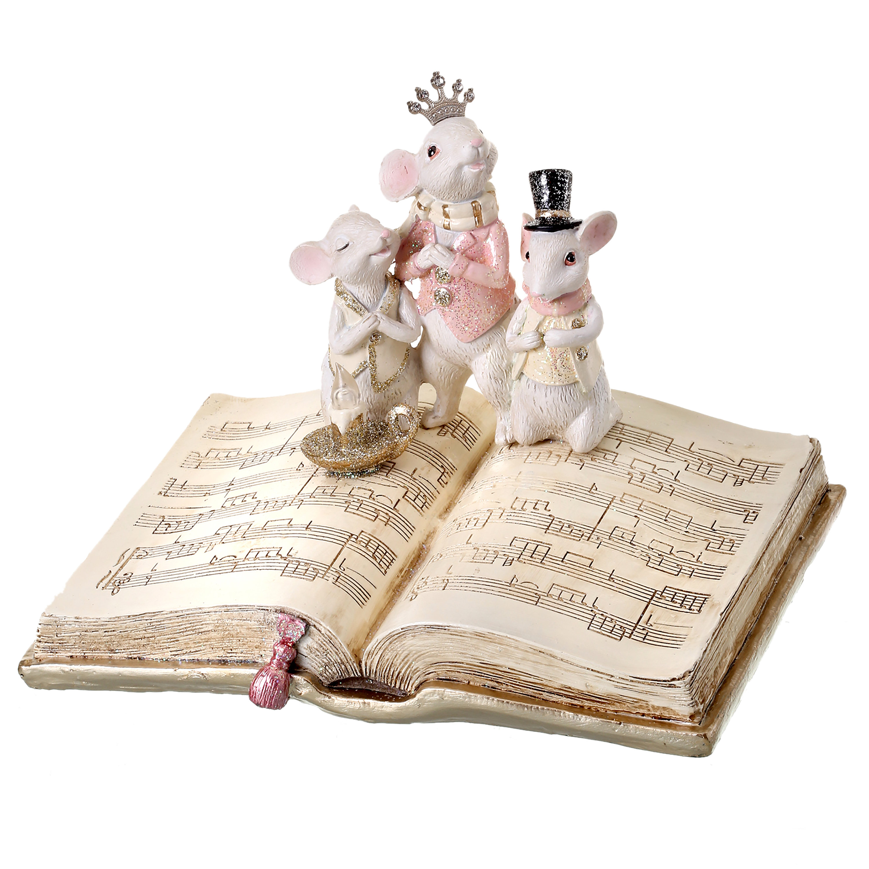 The Holiday Aisle® 8.5" Resin Singing Mice On Music Book With Candle ...