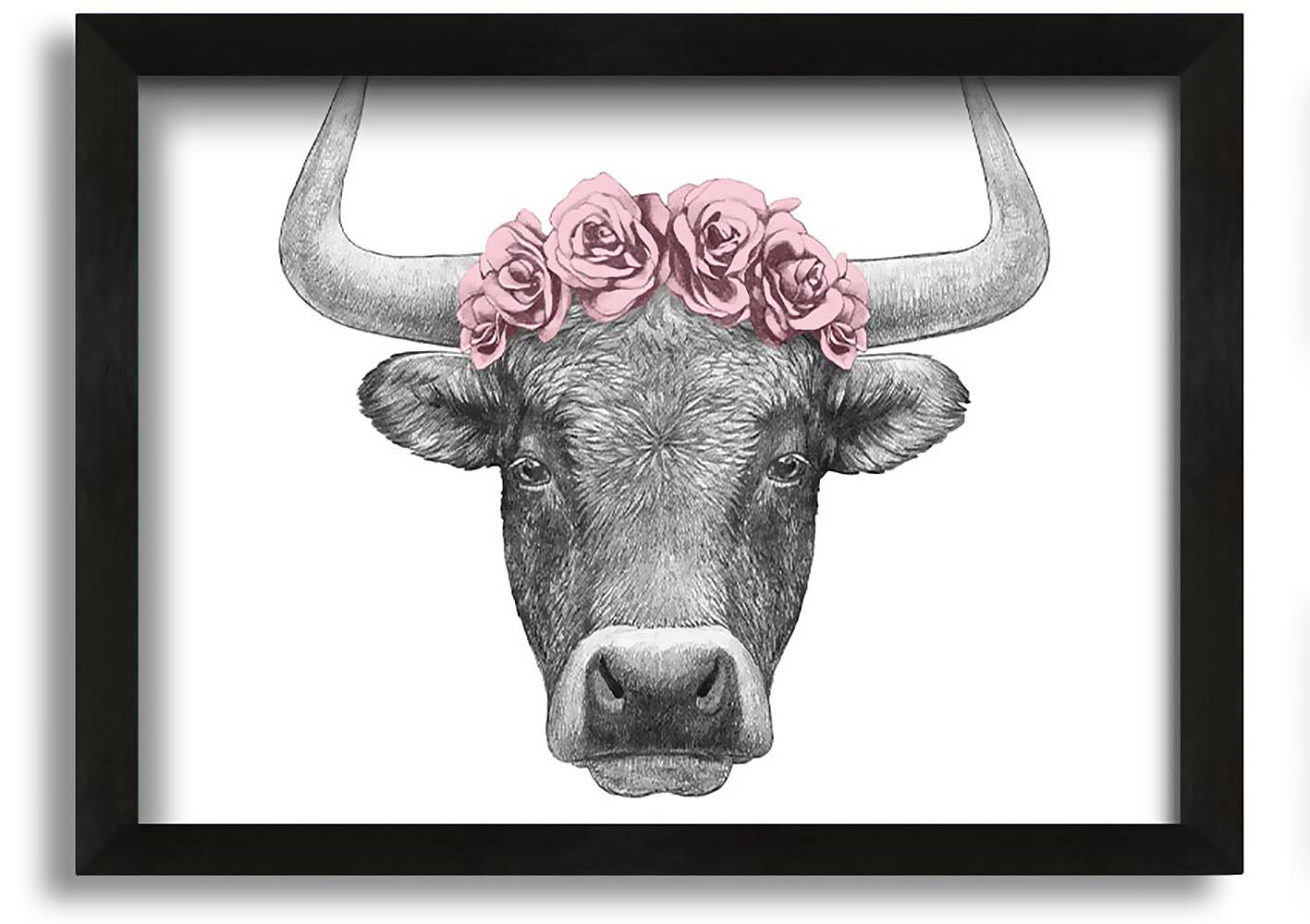 Harriet Bee Rose Bull Head - Picture Frame Painting on Canvas | Wayfair ...