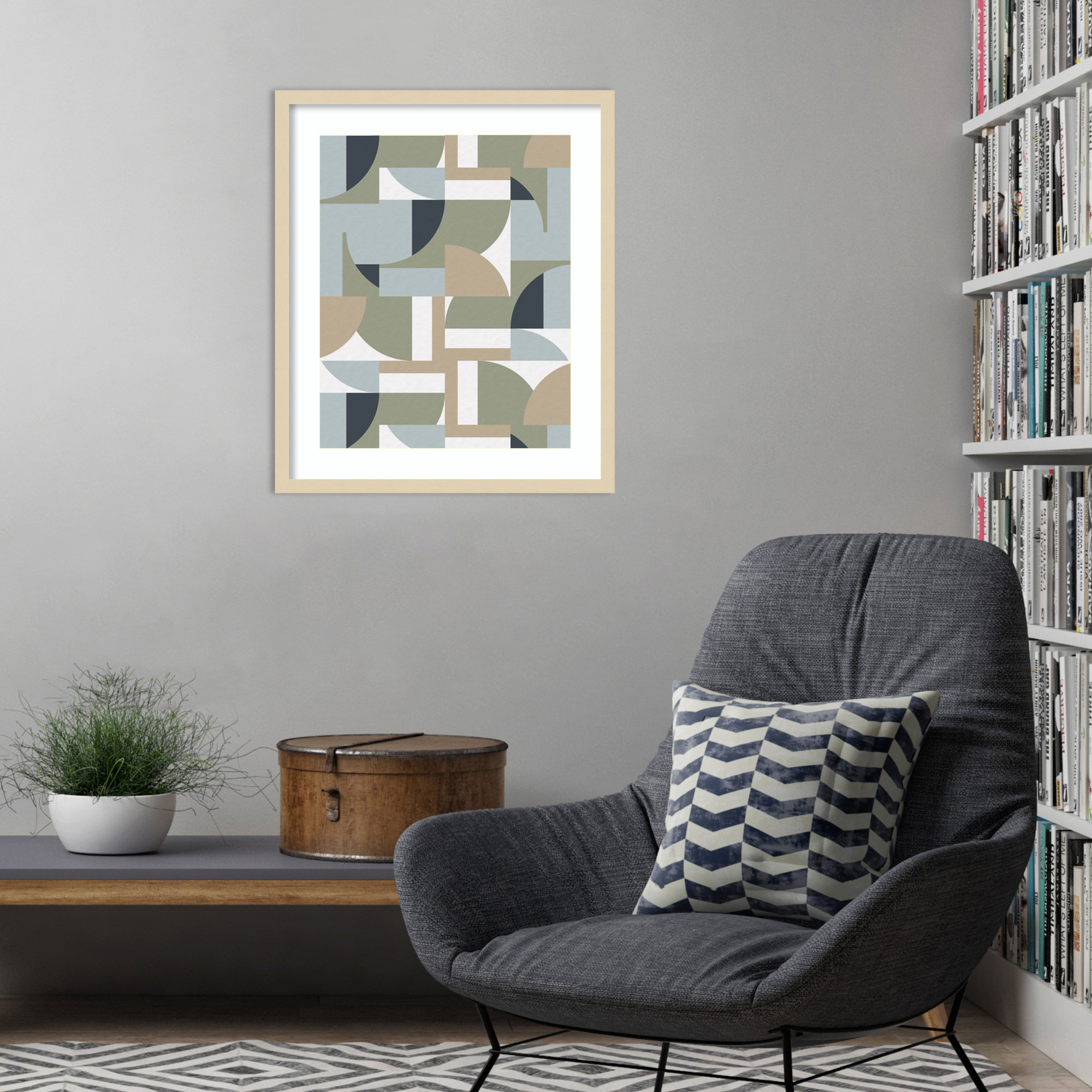 Corrigan Studio® Futuristic Bauhaus Polygons Beige by Ninola Design ...