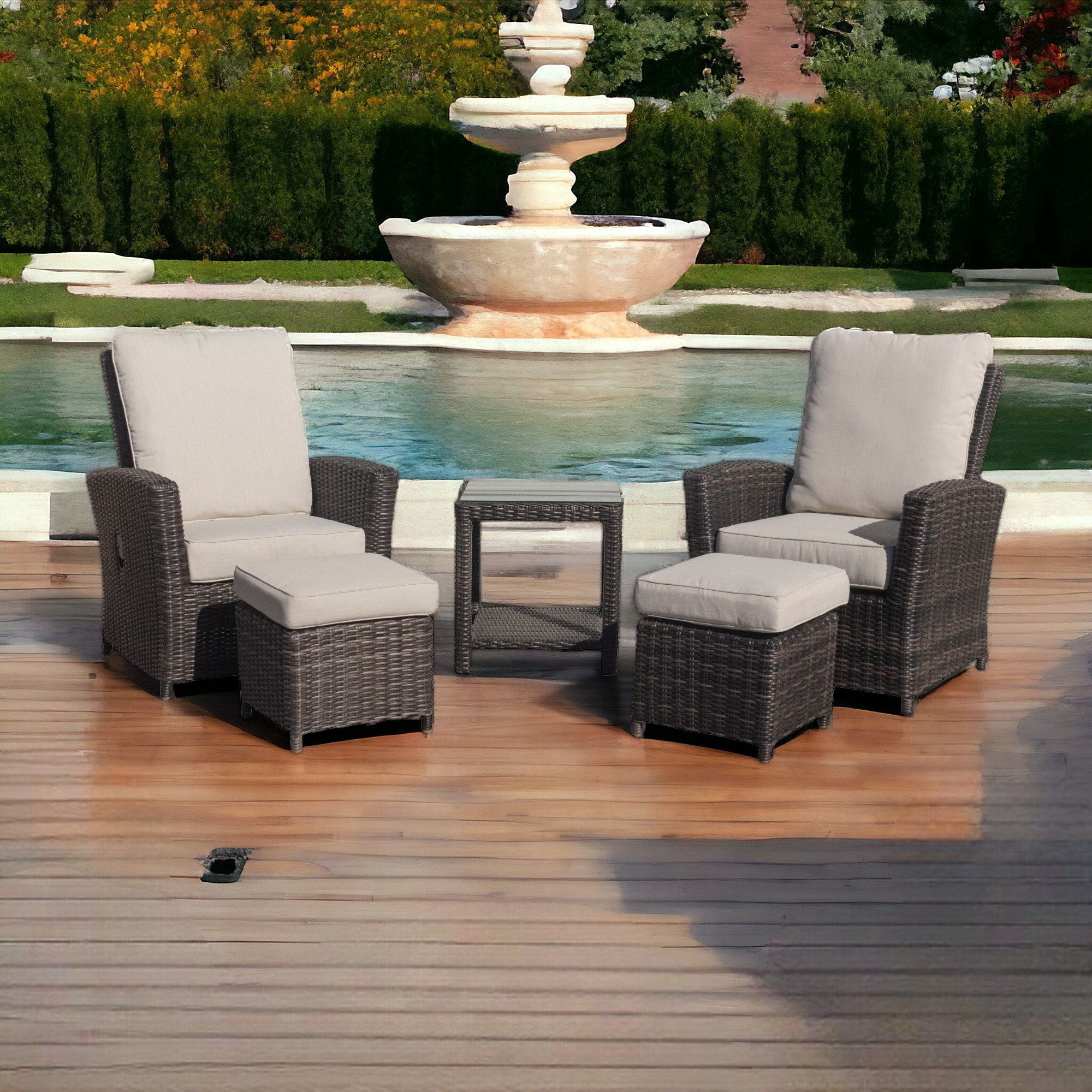 Wildon Home® Sargat 5 Piece Rattan Seating Group with Cushions | Wayfair