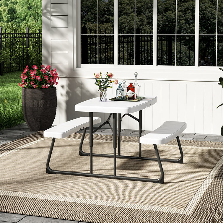 Dakota Fields Brijida Rectangular 4 - Person 83cm Long Picnic Table ...