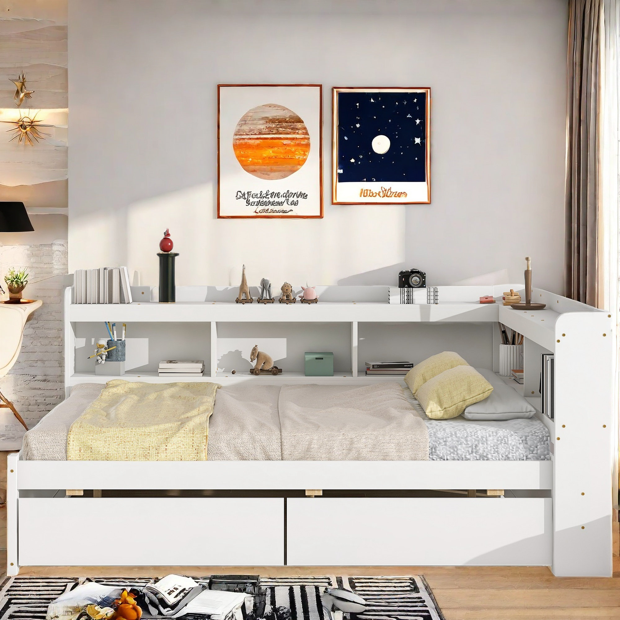 Red Barrel Studio® Marese Daybed With Bookcases And 2 Drawers | Wayfair