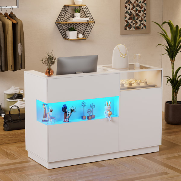 Wrought Studio Reception Desk With Counter, Modern Reception Table With ...