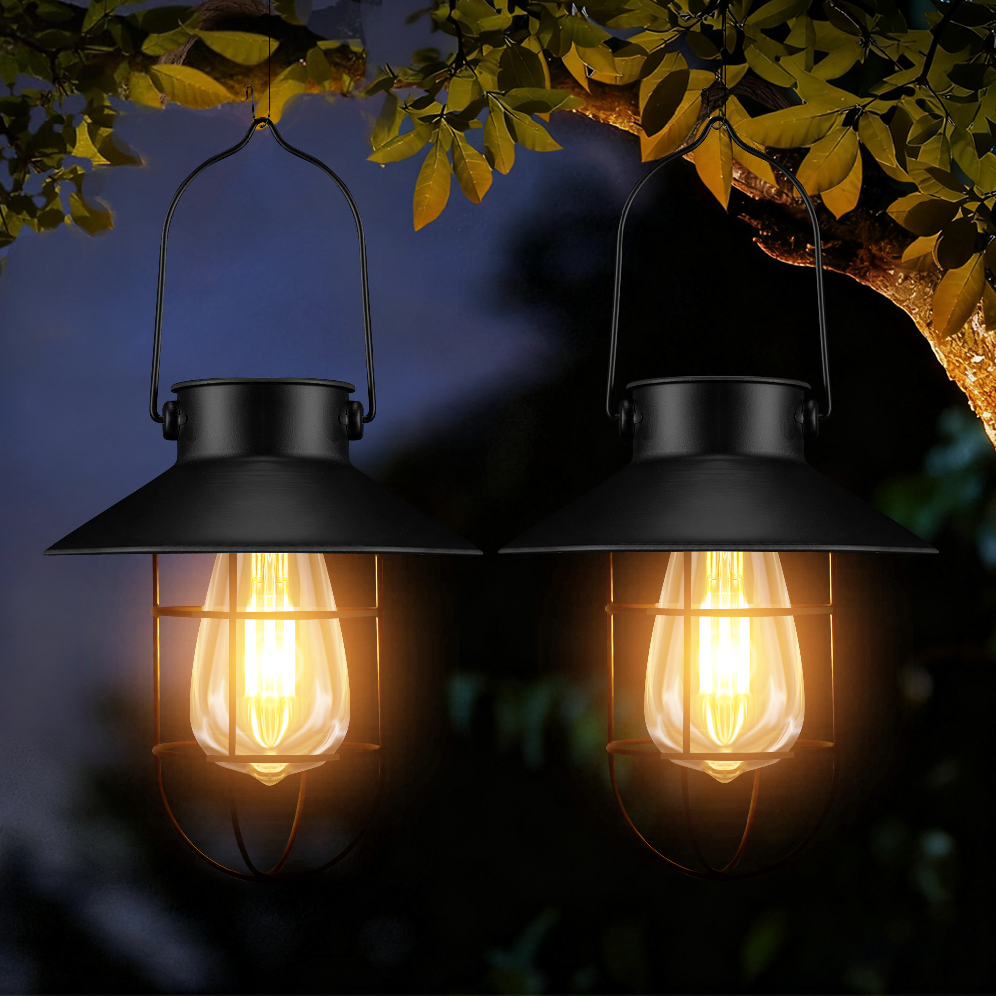 pearlstar 12.60'' 2Pack Solar Waterproof Lanterns Outdoor Metal Solar ...
