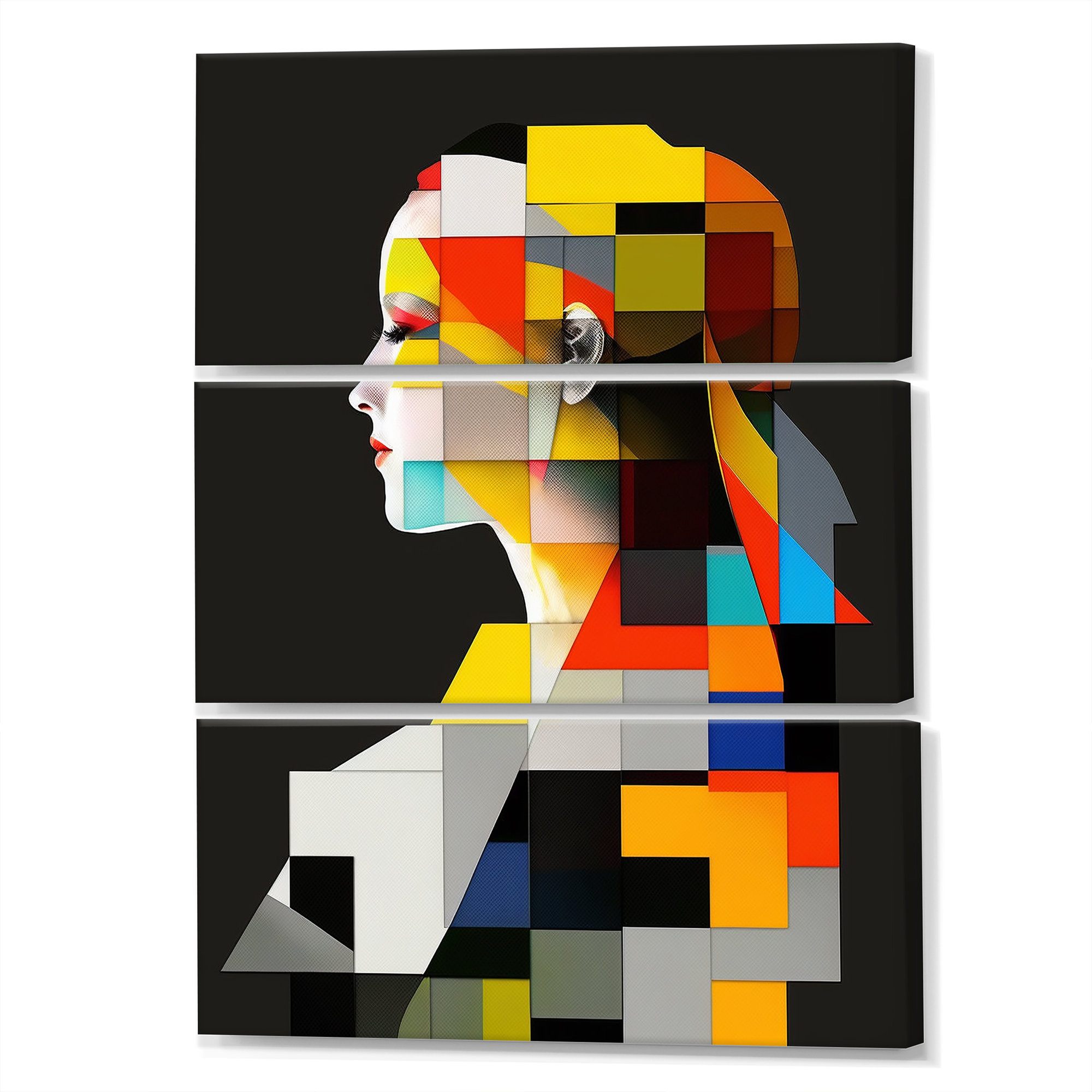 George Oliver Silhouette With Cubist Dress - Modern Woman Canvas Wall ...