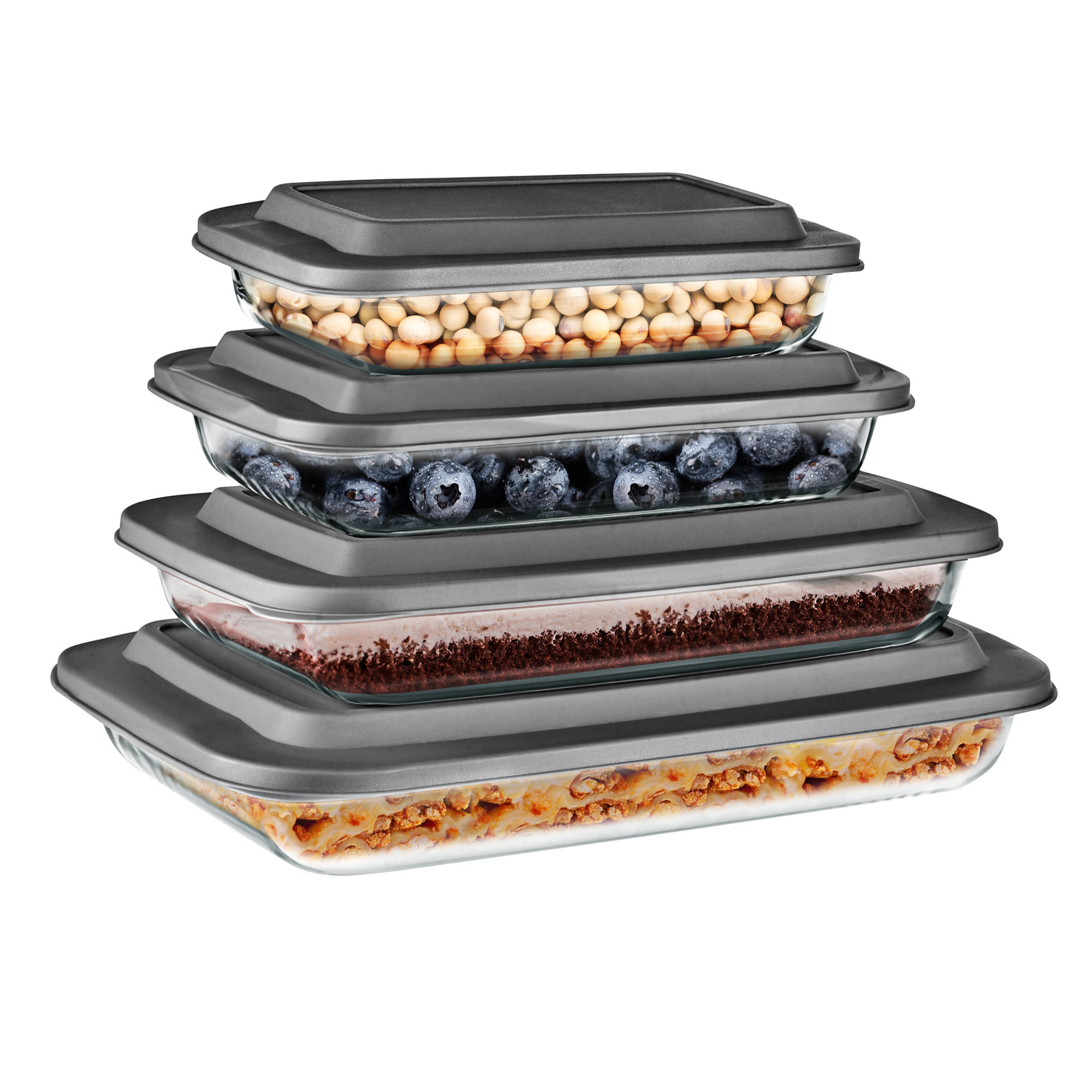 SereneLife 4 Sets Of High Borosilicate Rectangular Glass Bakeware Set ...