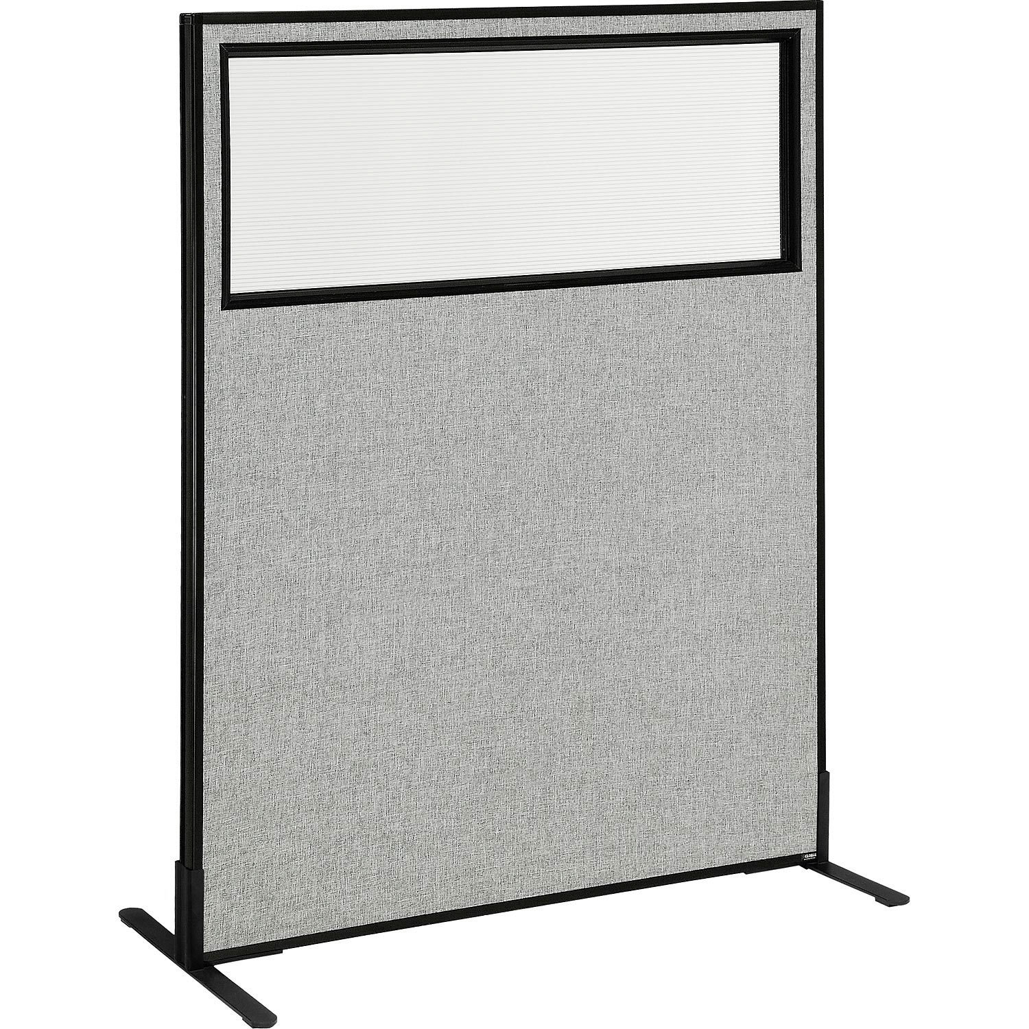 Interion Freestanding Gray Office Partition Panel With Partial Window ...