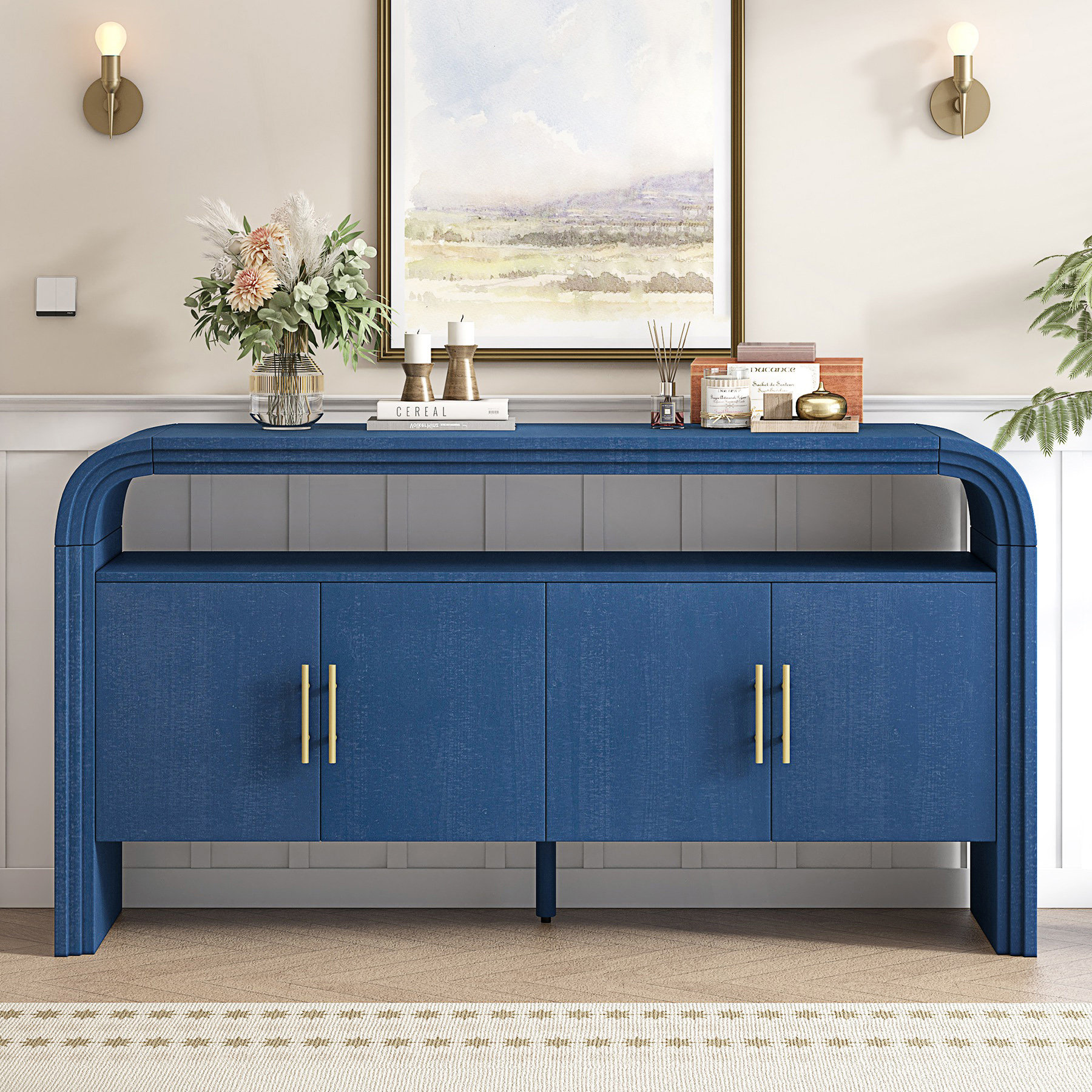 Fleur De Lis Living Accent Sideboard, Elegant Sideboard With Shelf ...