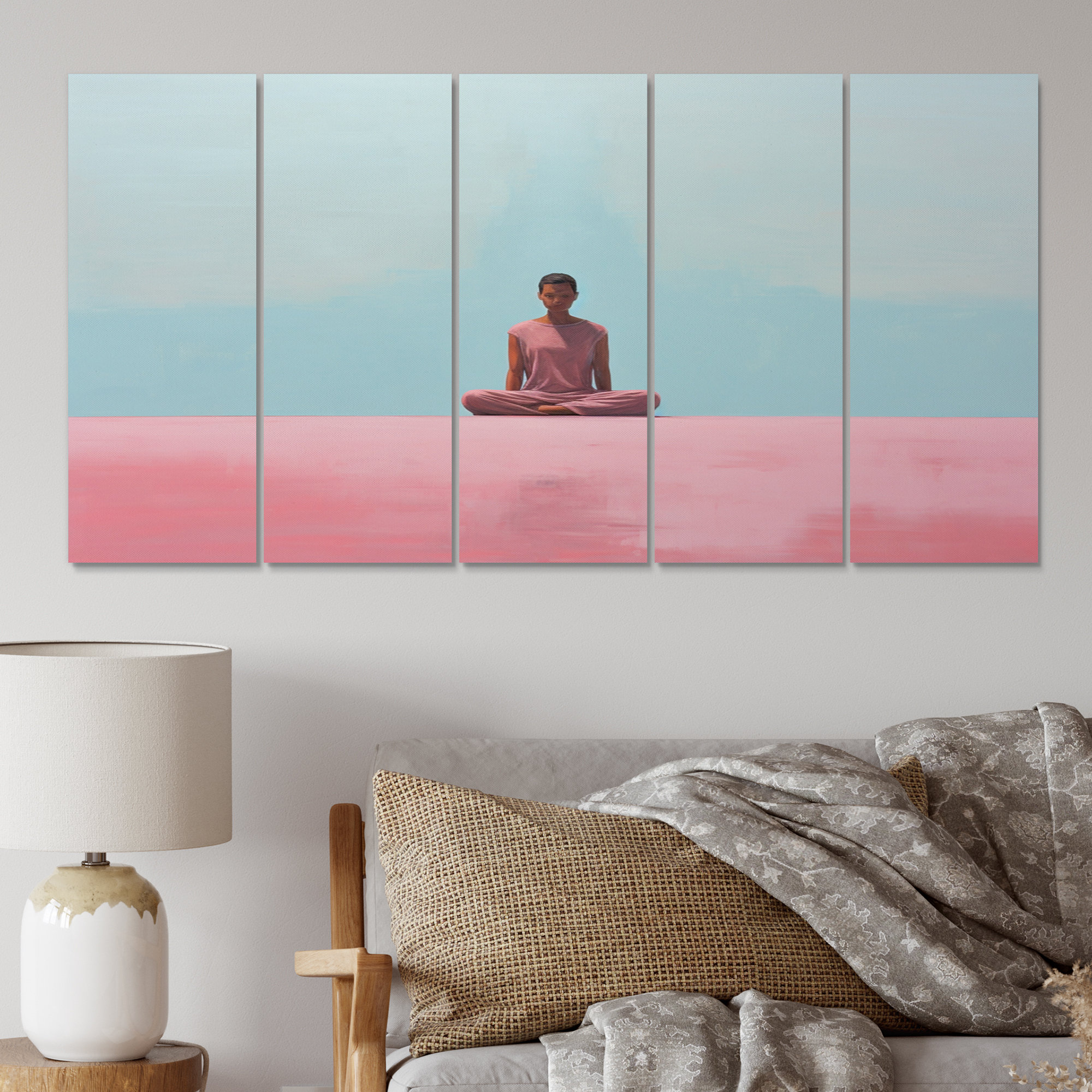 Dakota Fields Pink Teal Meditation Harmony Of Mind On Canvas 5 Pieces ...
