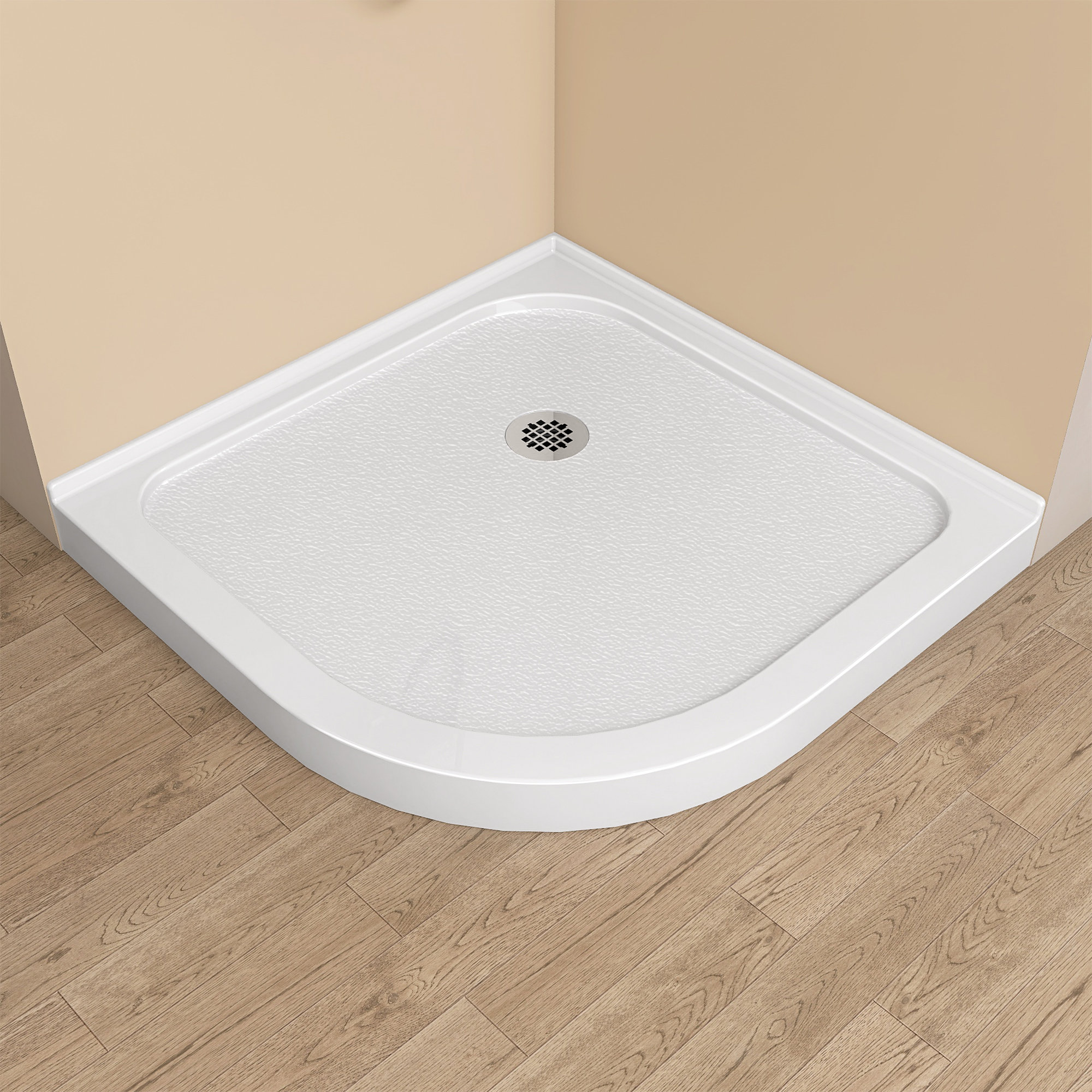 Ogonbrick 36" X 36" Acrylic Corner Shower Base White Pan Non-Slip ...