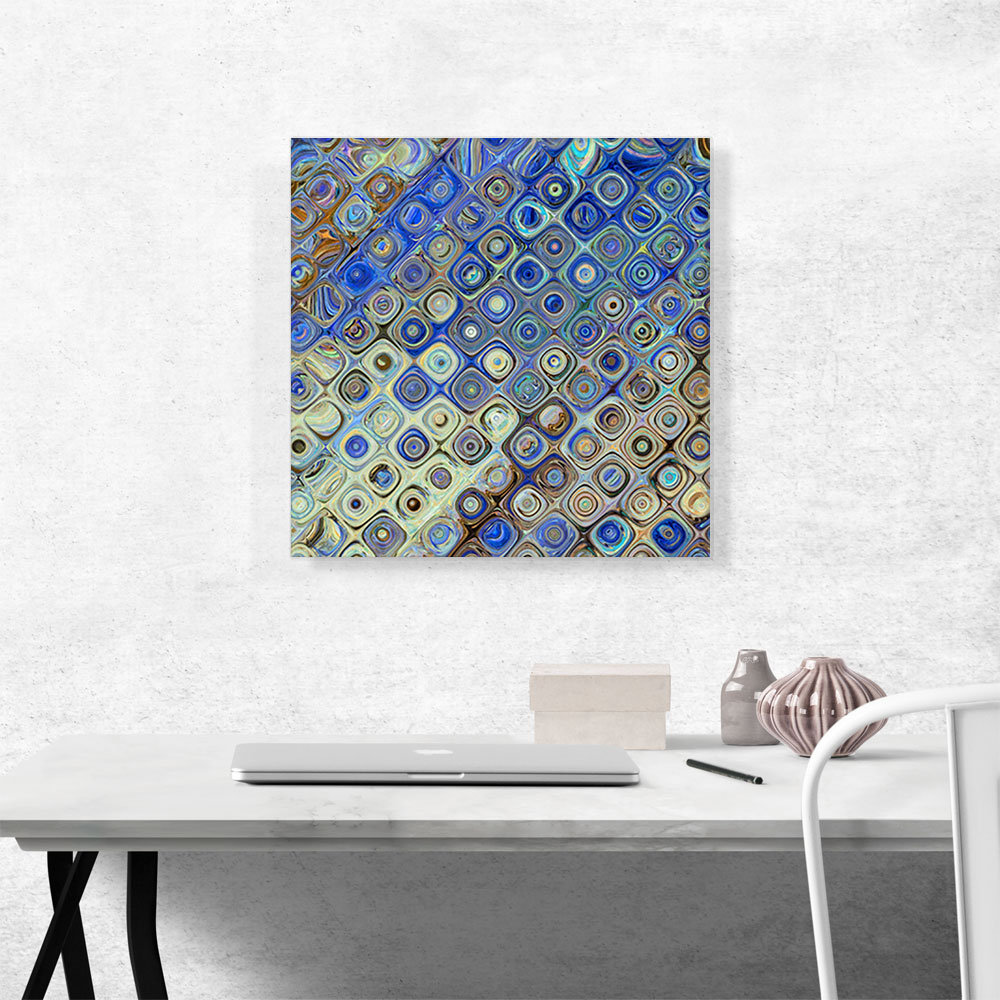 ARTCANVAS Blue Brown Tan Shapes Modern Square Canvas Art Print ...