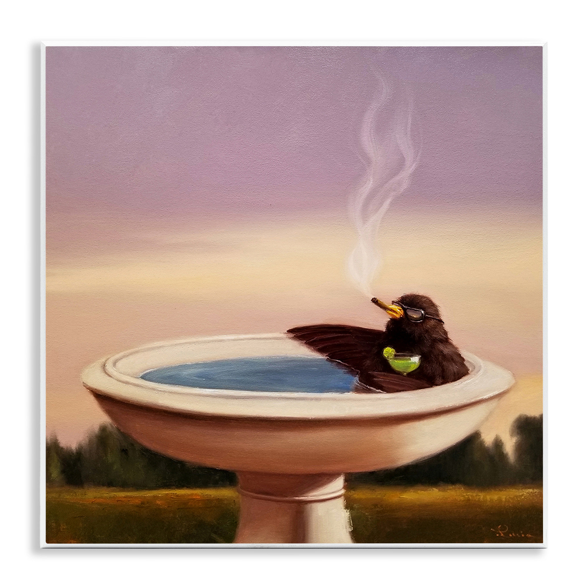 Stupell Industries Birdbath Best Life Animal Alcohol Humor Bird ...