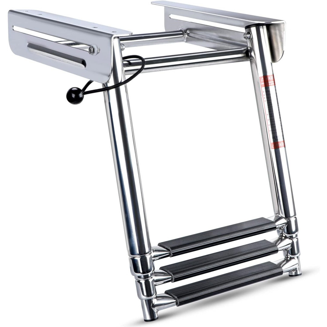 DESIGN SHOP BY SHELL Pontoon Boat Ladder 3 Step Folding, Stainless ...