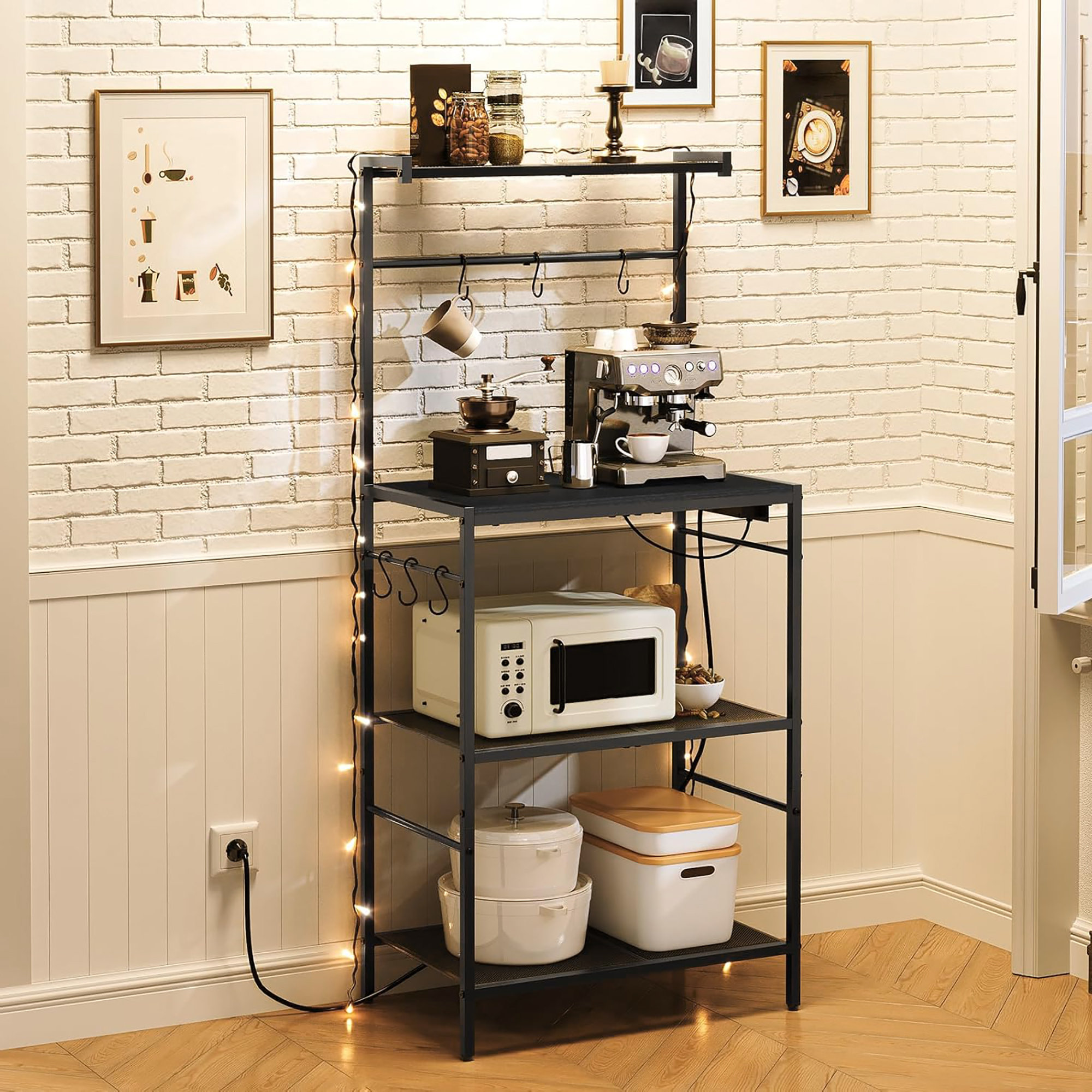 17 Stories 22.4 Inch 4 Tier Coffee Bar Station and Microwave Stand ...