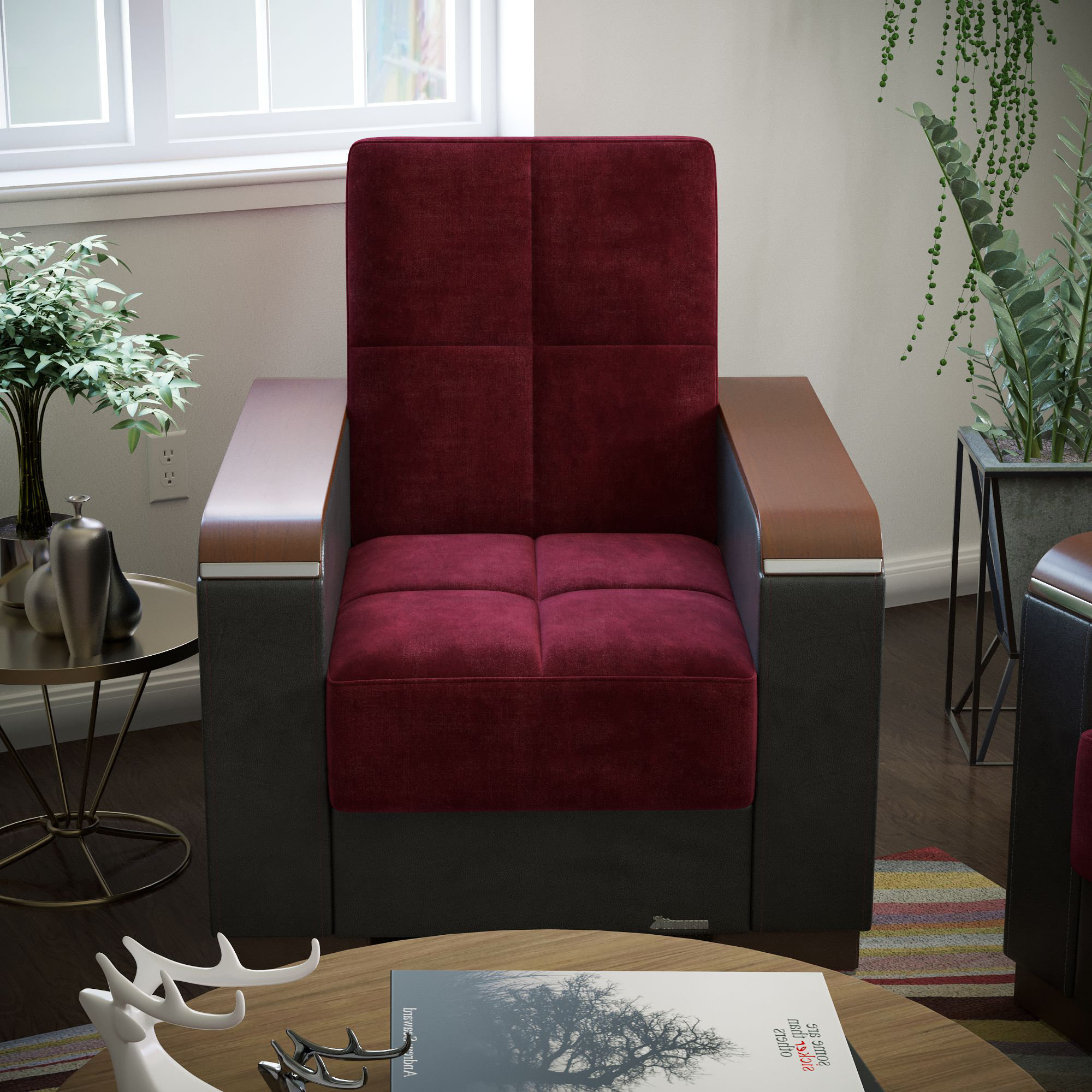 Orren Ellis Nadler X Fabric Upholstered Convertible 3-in-1 Sleeper Arm ...