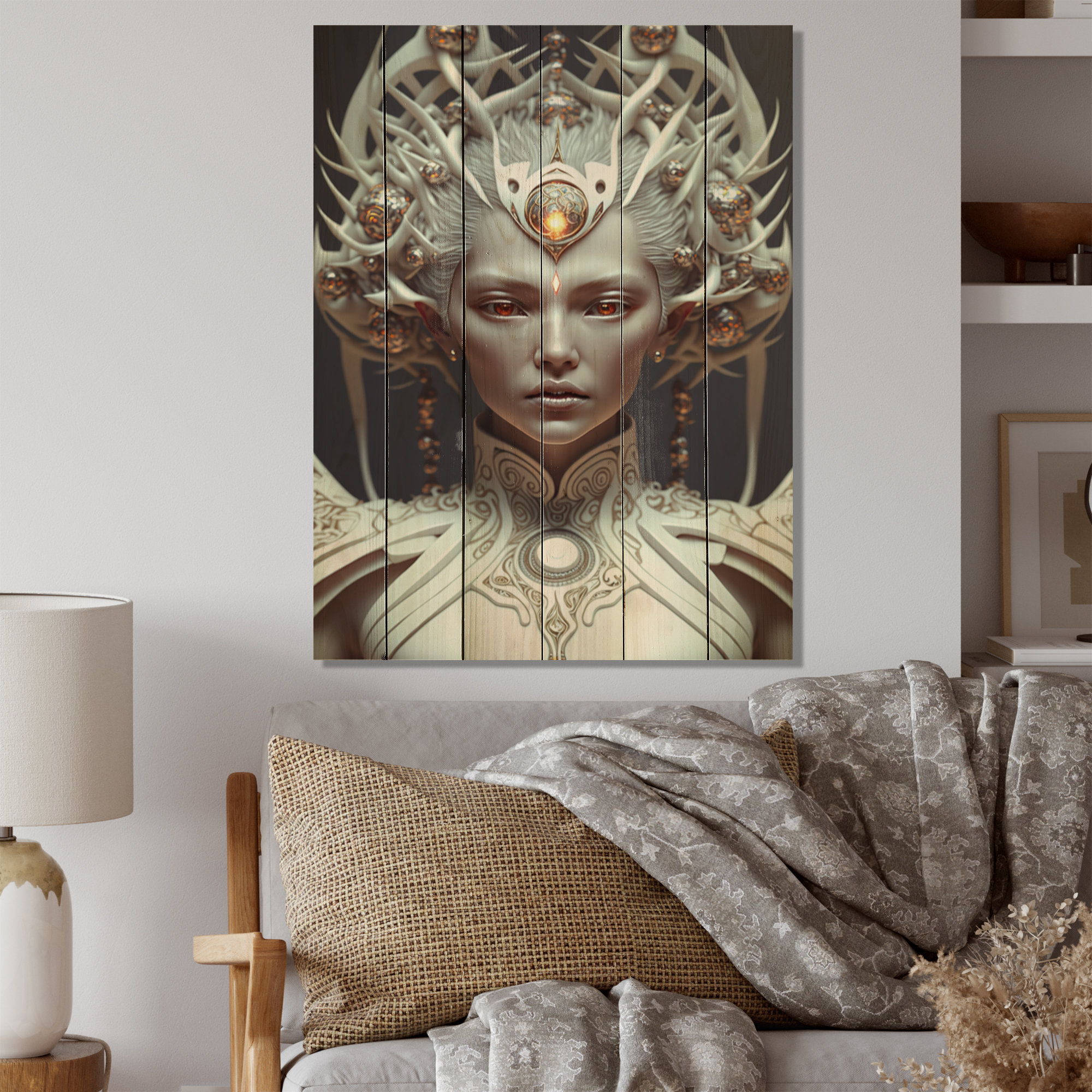 House of Hampton Futuristic Goddess In White I - Woman Goddess Print on ...