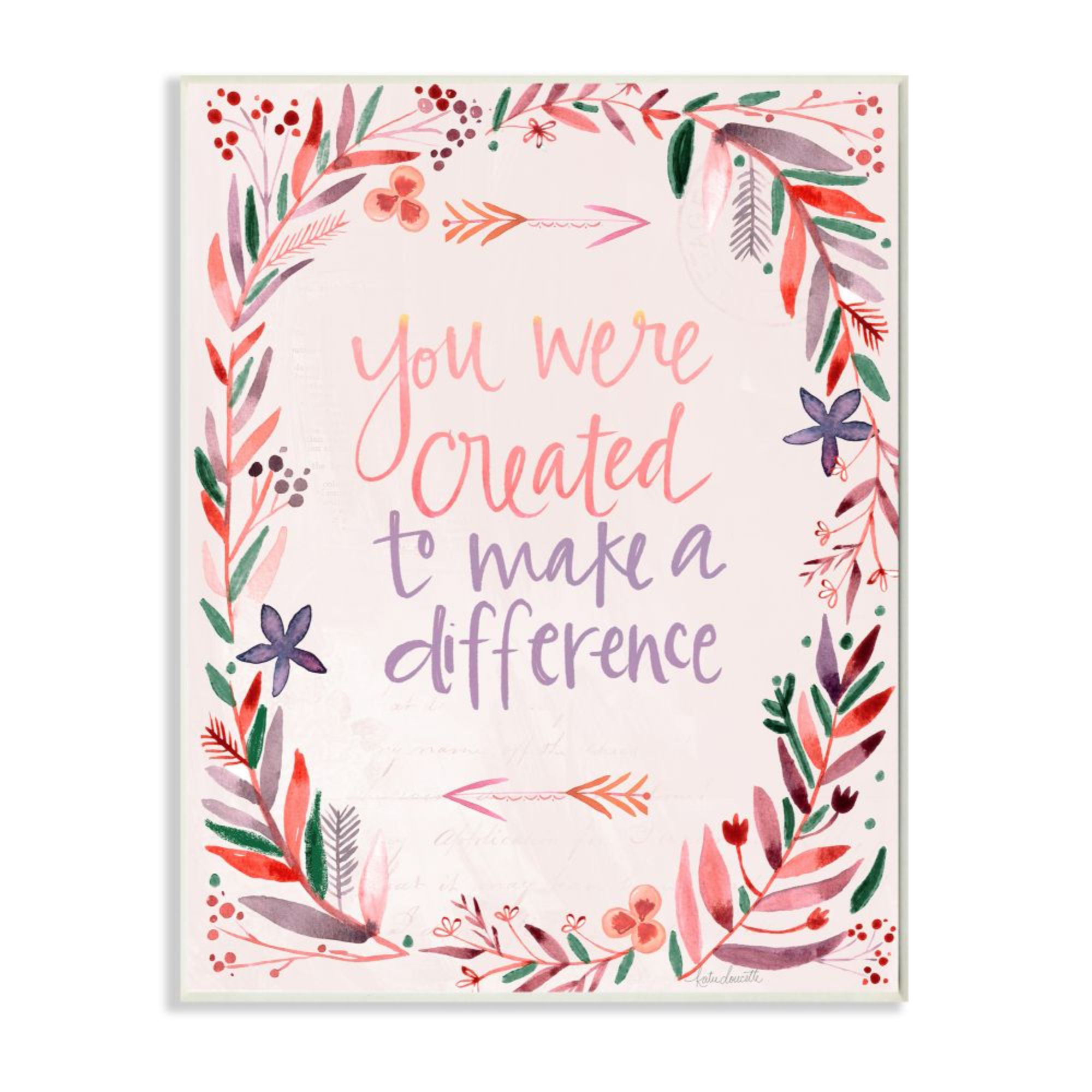 Trinx Created to Make a Difference Phrase Pink Floral Border by Katie ...