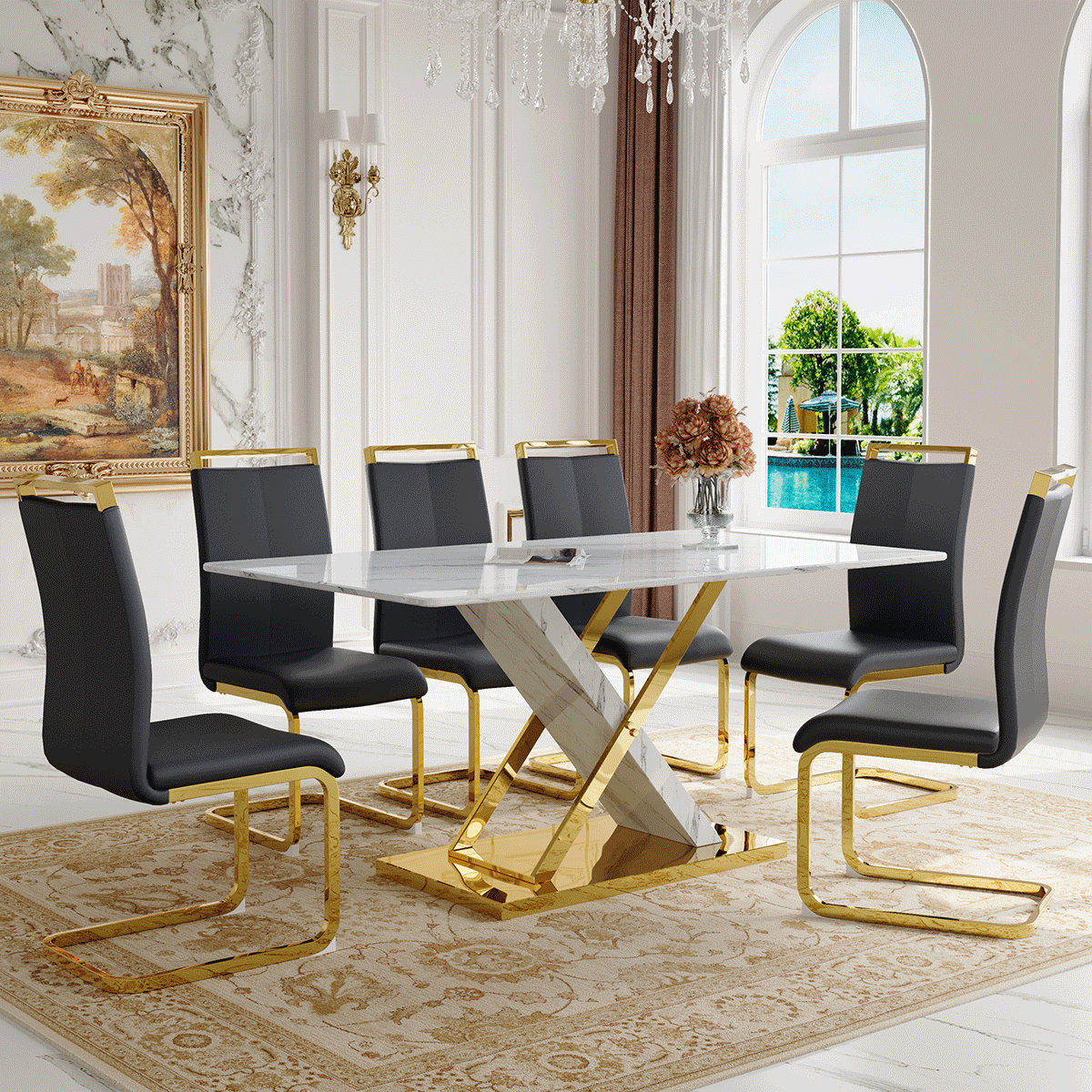 Mercer41 Glass Dining Table Set For 6 - Wayfair Canada