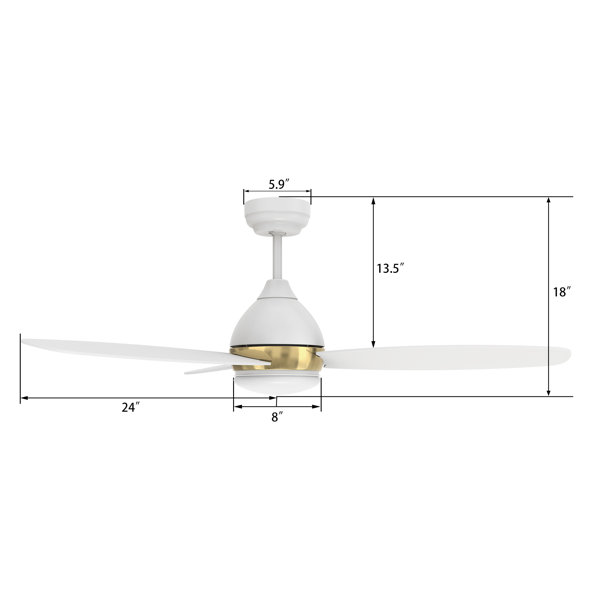 Mercer41 Demitro 3 Blades Smart DC Motor Ceiling Fan with LED light ...